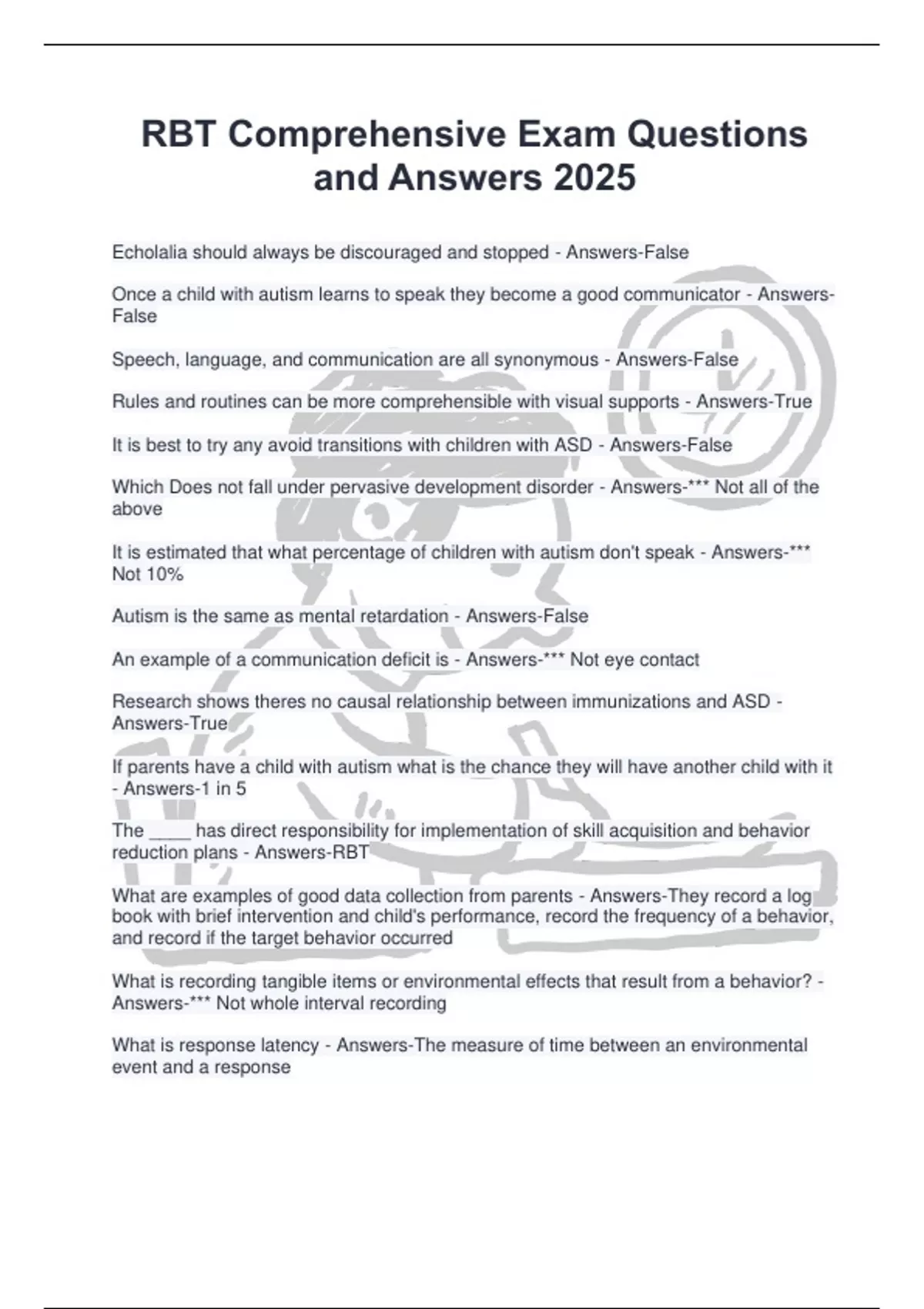 RBT Comprehensive Exam Questions and AnRBT Comprehensive Exam Questions ...