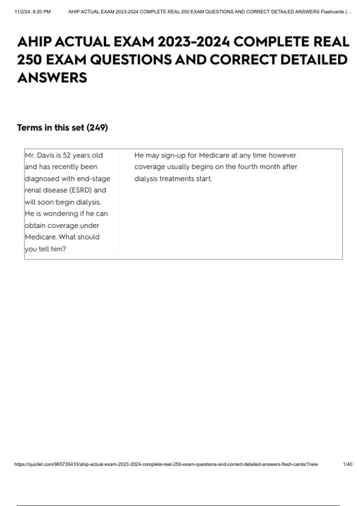 AHIP ACTUAL EXAM COMPLETE REAL 250 EXAM QUESTIONS AND CORRECT DETAILED ...