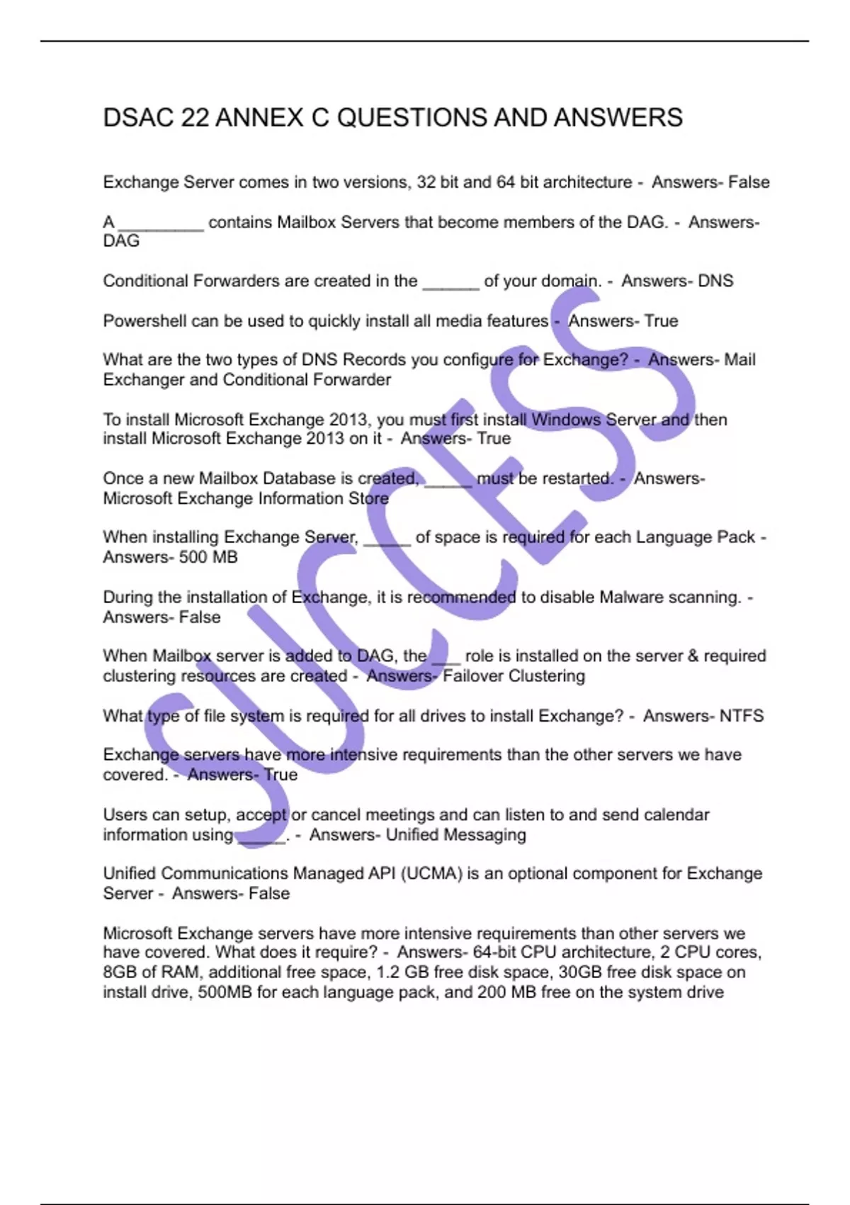 DSAC 22 ANNEX C QUESTIONS AND ANSWERS - DSAC 25 ANNEX - Stuvia US