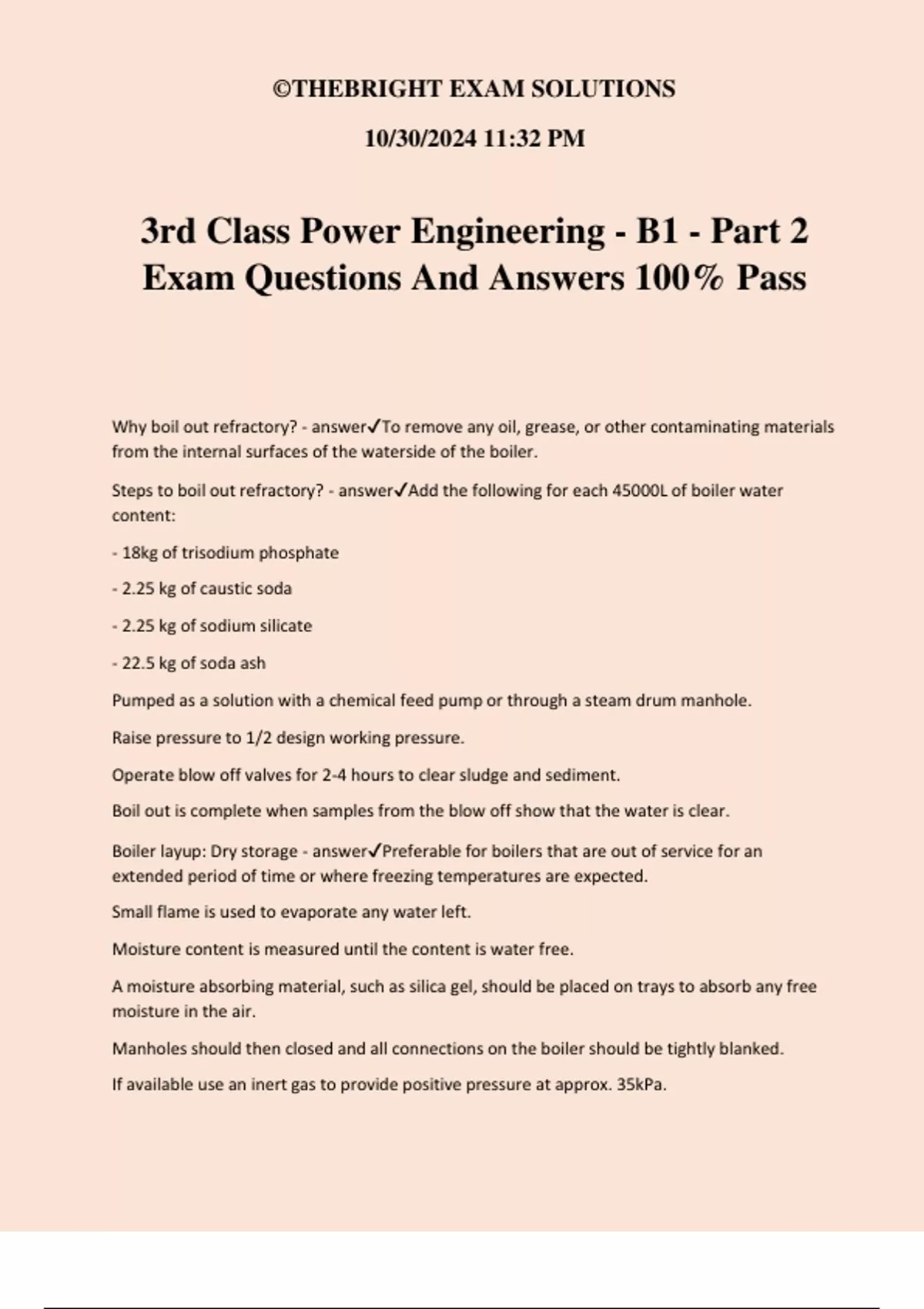 3rd Class Power Engineering - B1 - Part 2 Exam Questions And Answers ...