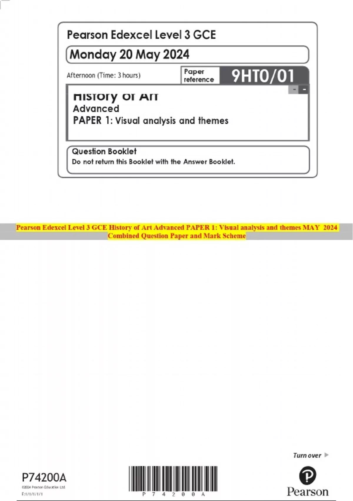 Pearson Edexcel Level 3 GCE History of Art Advanced PAPER 1: Visual ...