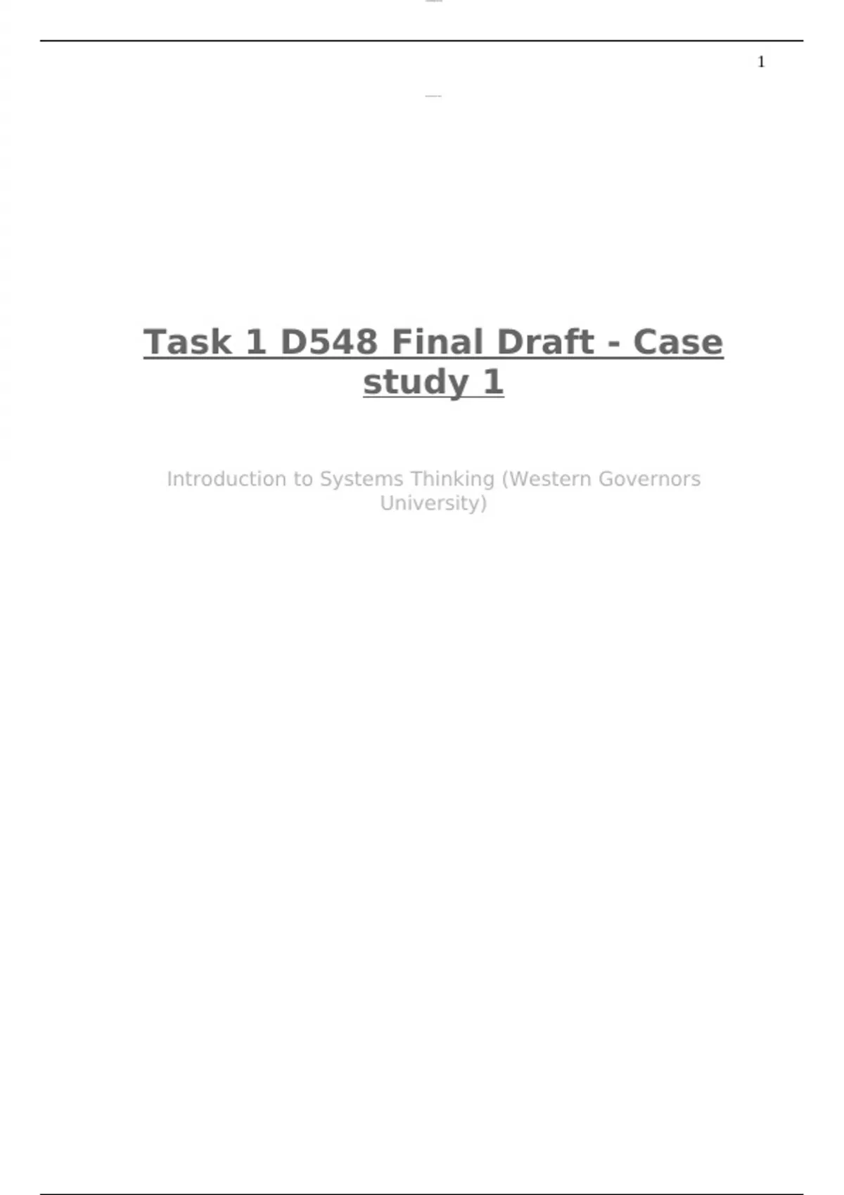 Task 1 D548 Final Draft - Case study 1 - D548 - Stuvia US