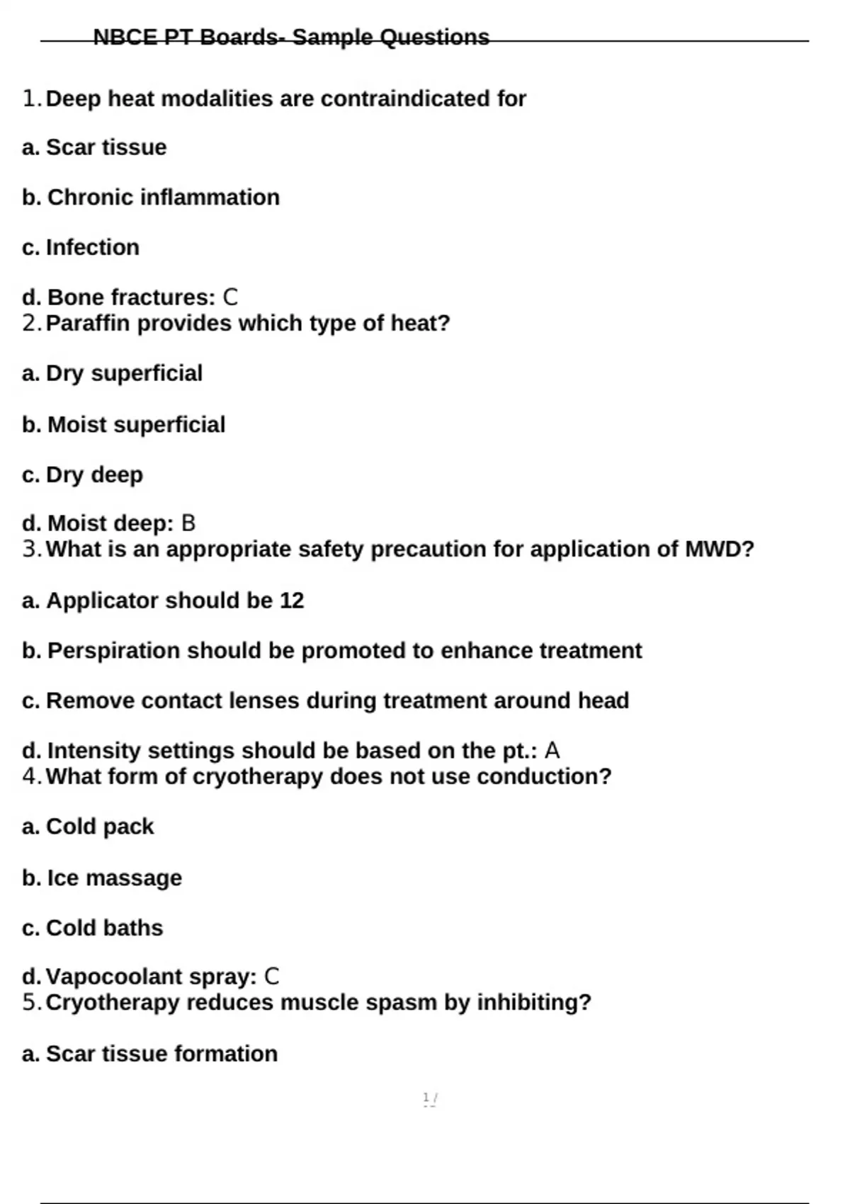 NBCE PT Boards- Sample Questions - NBCE - Stuvia US