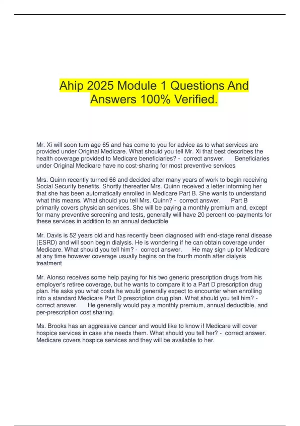 Ahip 2025 Module 1 Questions And Answers 100% Verified. - Ahip 2025 Module 1 - Stuvia US