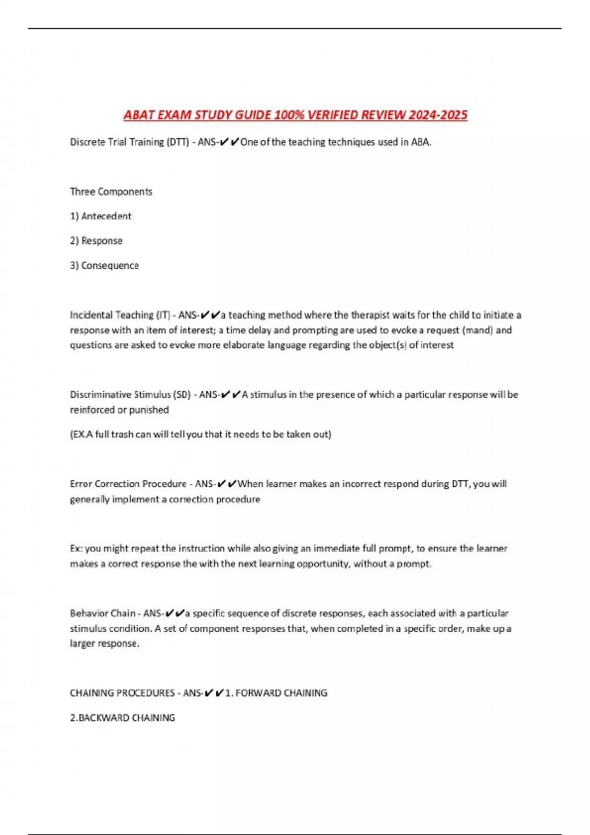 ABAT EXAM STUDY GUIDE 100% VERIFIED REVIEW - ABAT - Stuvia US