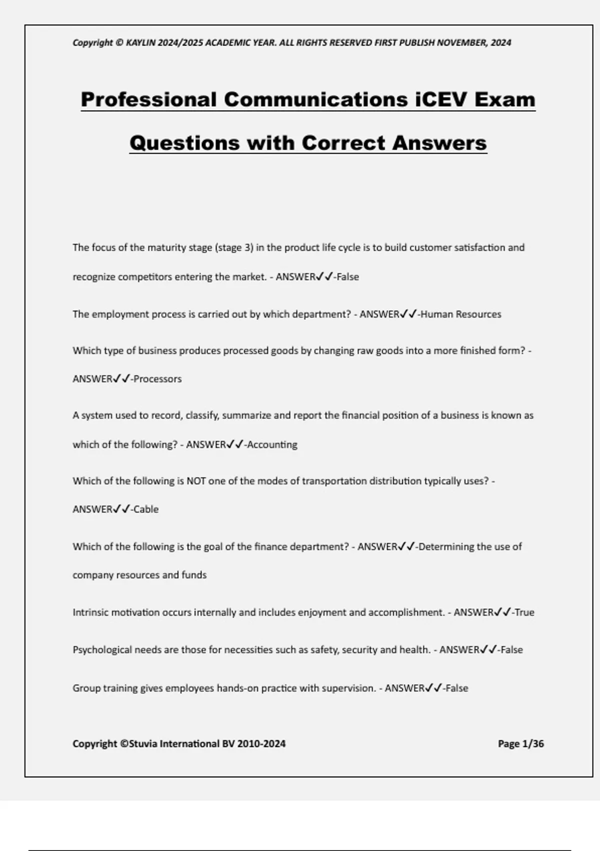 Professional Communications iCEV Exam Questions with Correct Answers ...