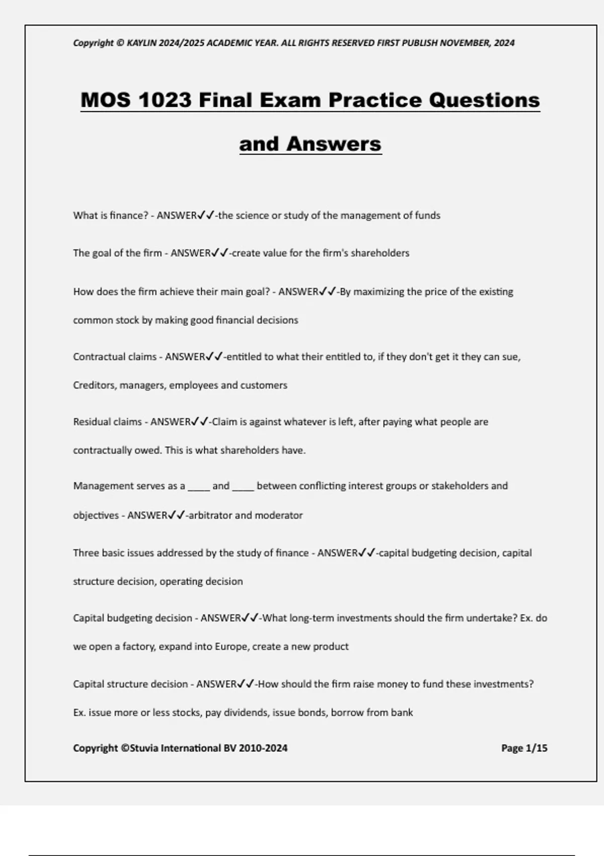 MOS 1023 Final Exam Practice Questions and Answers - Practice Tests ...