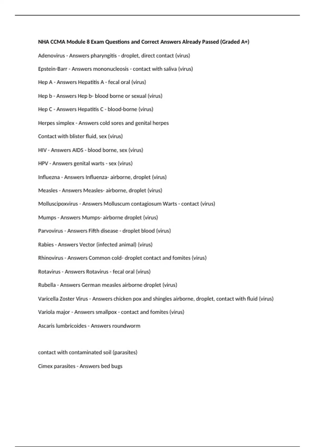 NHA CCMA Module 8 Exam Questions and Correct Answers Already Passed ...