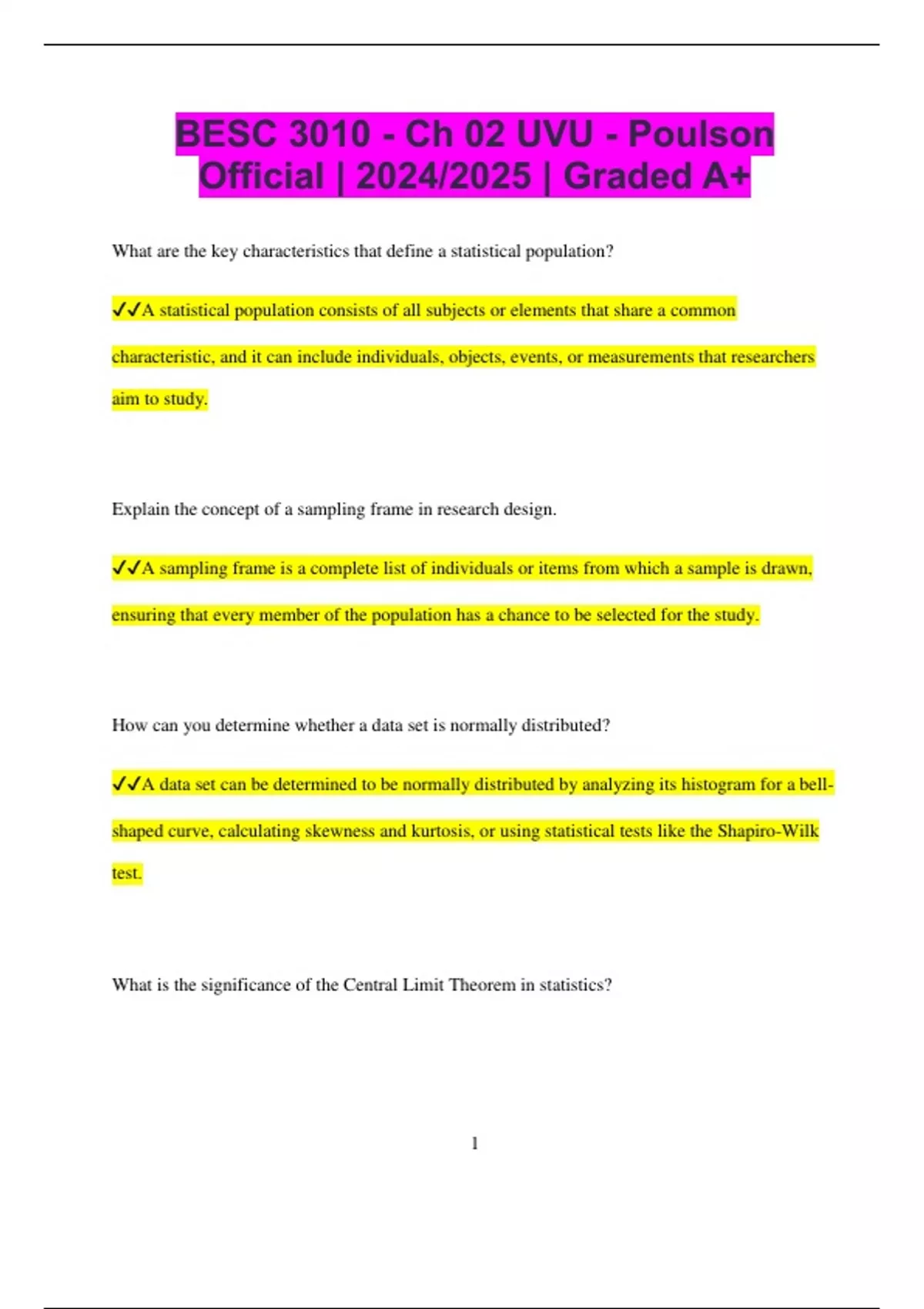 BESC 3010 - Ch 02 UVU - Poulson Official | 2024/2025 | Graded A+ - BESC 3010 - Ch 02 - Stuvia US