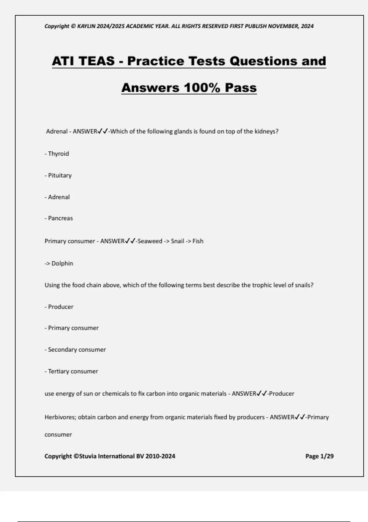 ATI TEAS - Practice Tests Questions and Answers 100% Pass - Teas ...