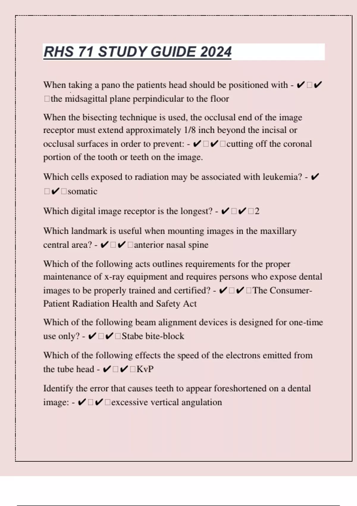 RHS 71 STUDY GUIDE REVIEW END OF YEAR QUESTIONS WITH ANSWERS 2025 - RHS - Stuvia US