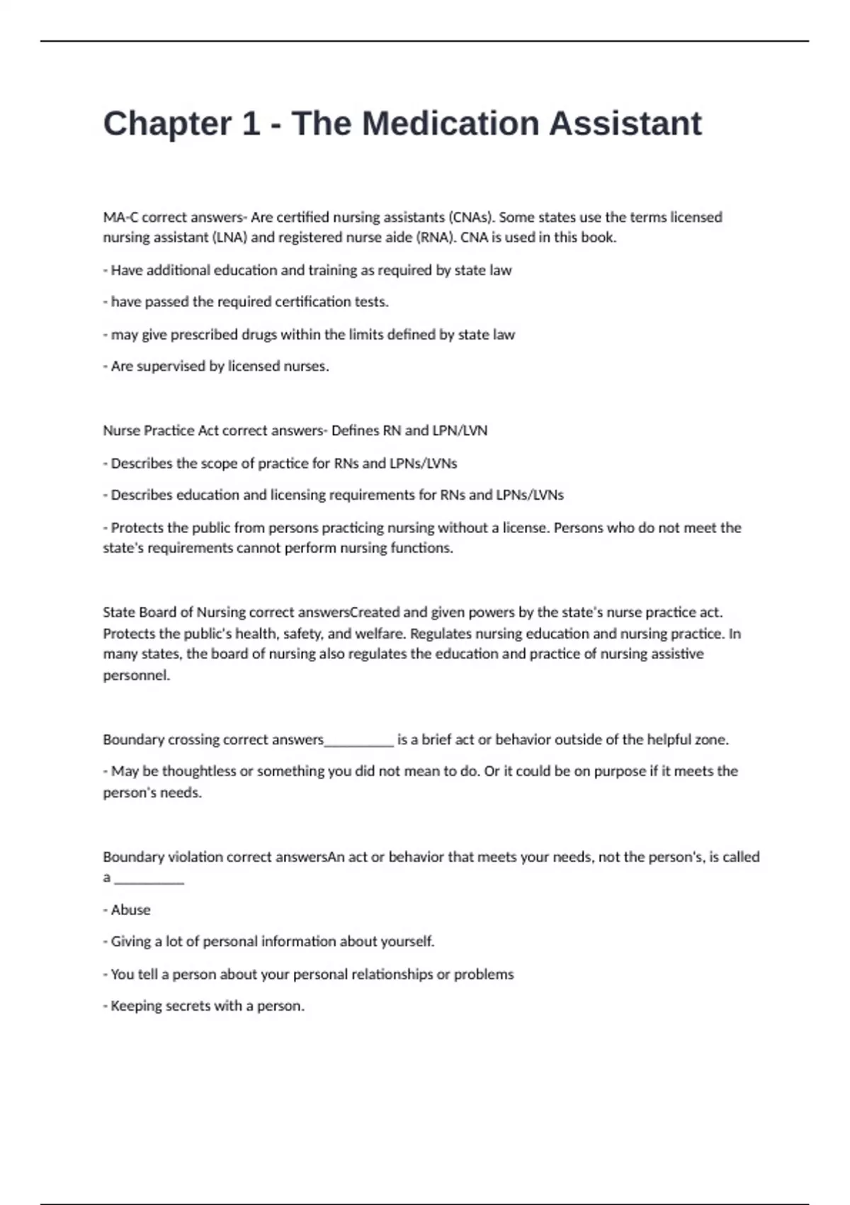 Chapter 1 - The Medication Assistant exam 2024/2025 with 100% correct ...