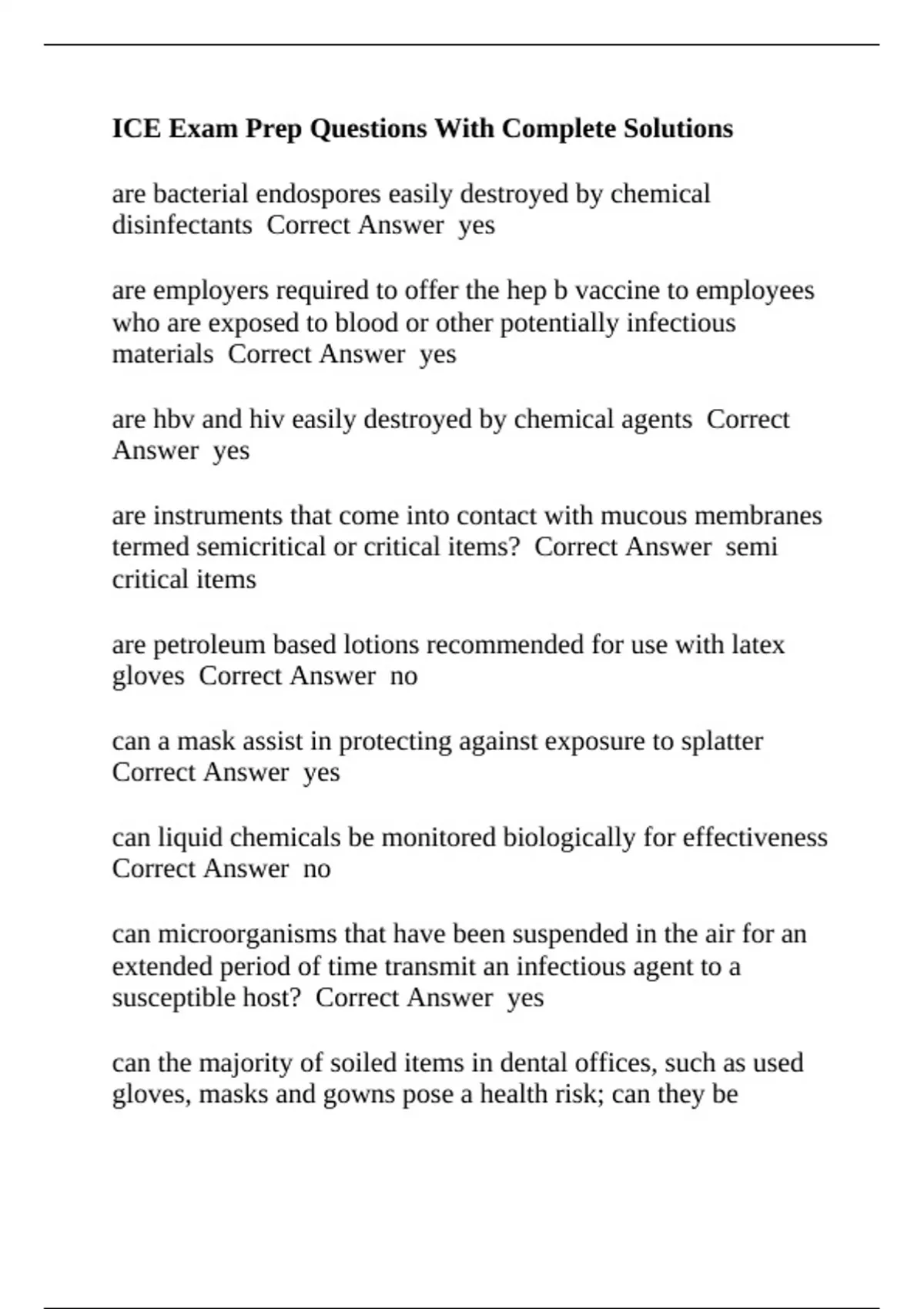 ICE Exam Prep Questions With Complete Solutions - ICE - Stuvia UK