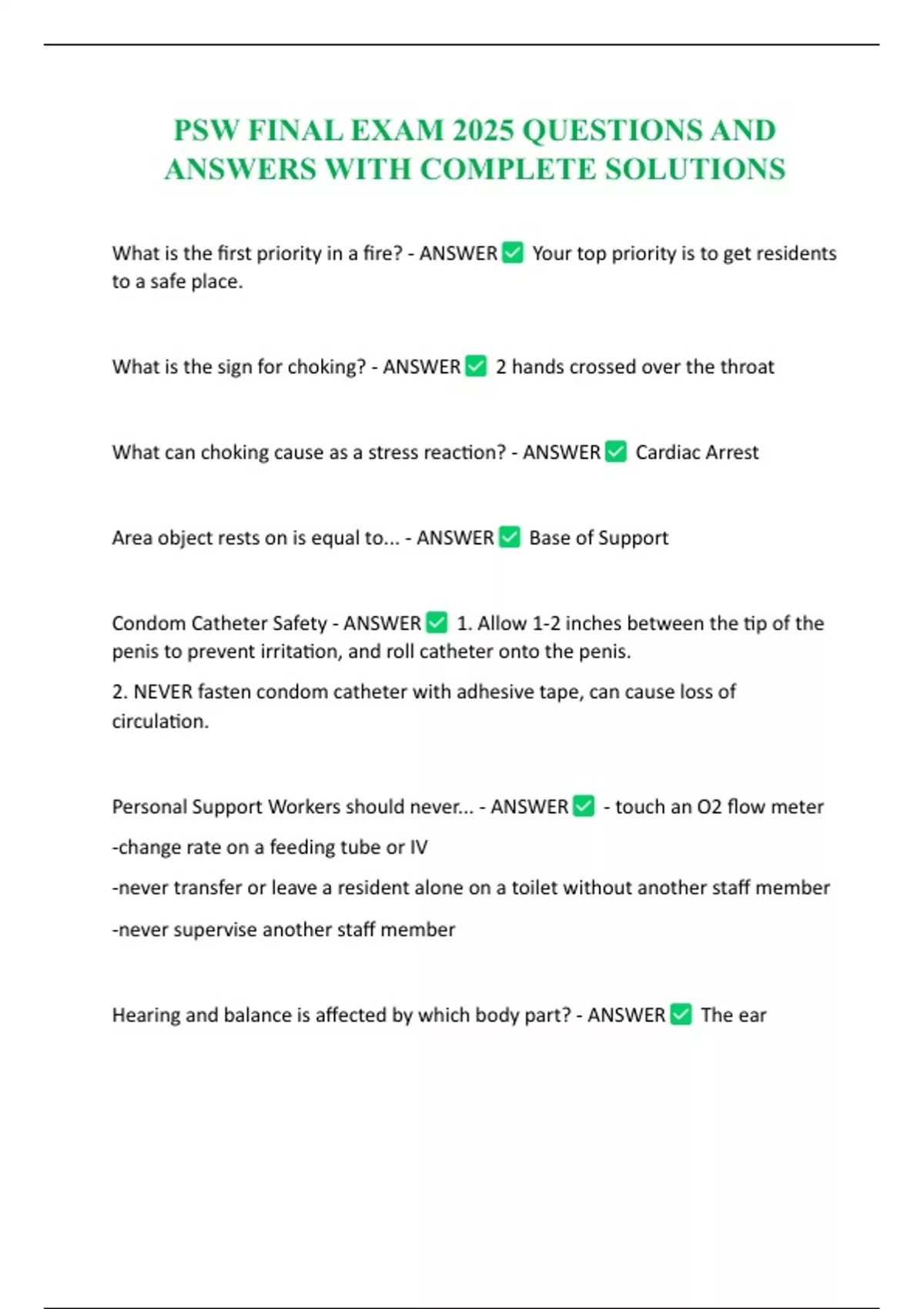 PSW FINAL EXAM 2025 QUESTIONS AND ANSWERS WITH COMPLETE SOLUTIONS ...