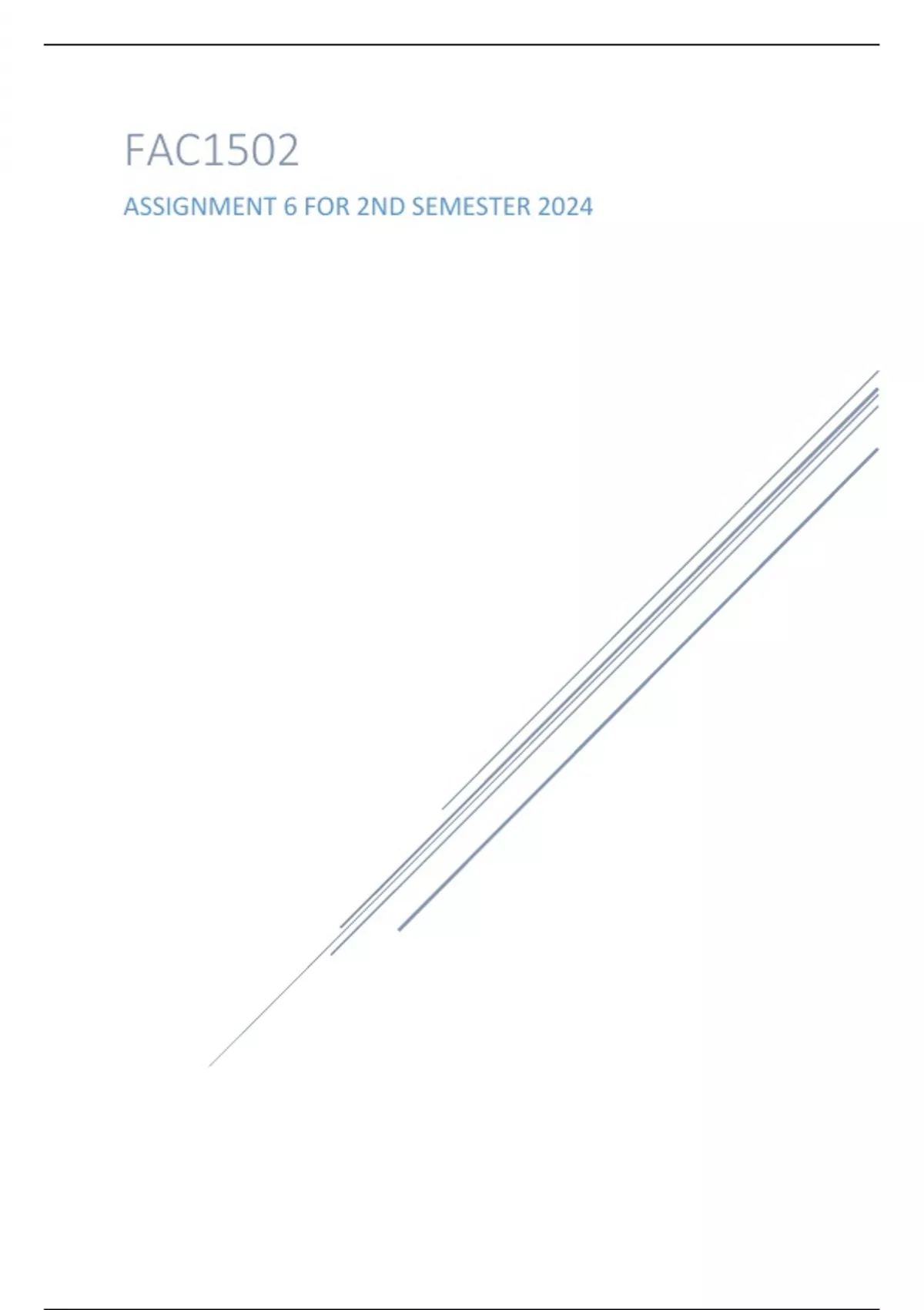 FAC1502 ASSIGNMENT 6 FOR 2ND SEMESTER 2024 - Financial Accounting ...