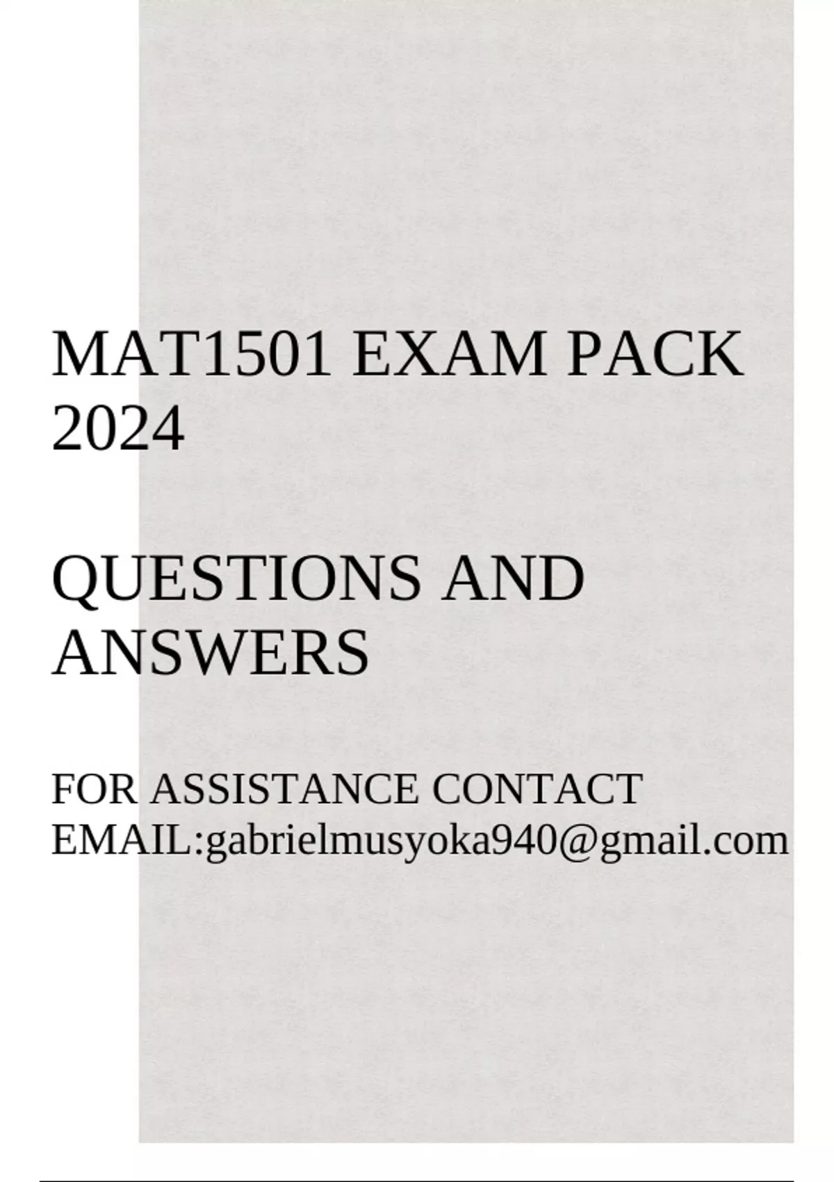 MAT1501 Exam pack 2024(Questions and answers) - MAT1501 - Stuvia SA