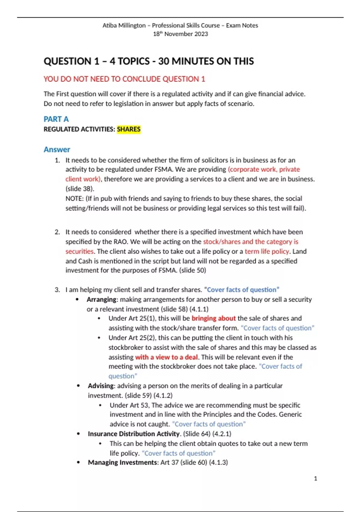 Exam Notes - PSC - Finance & Business Skills Exam Notes - Stuvia UK