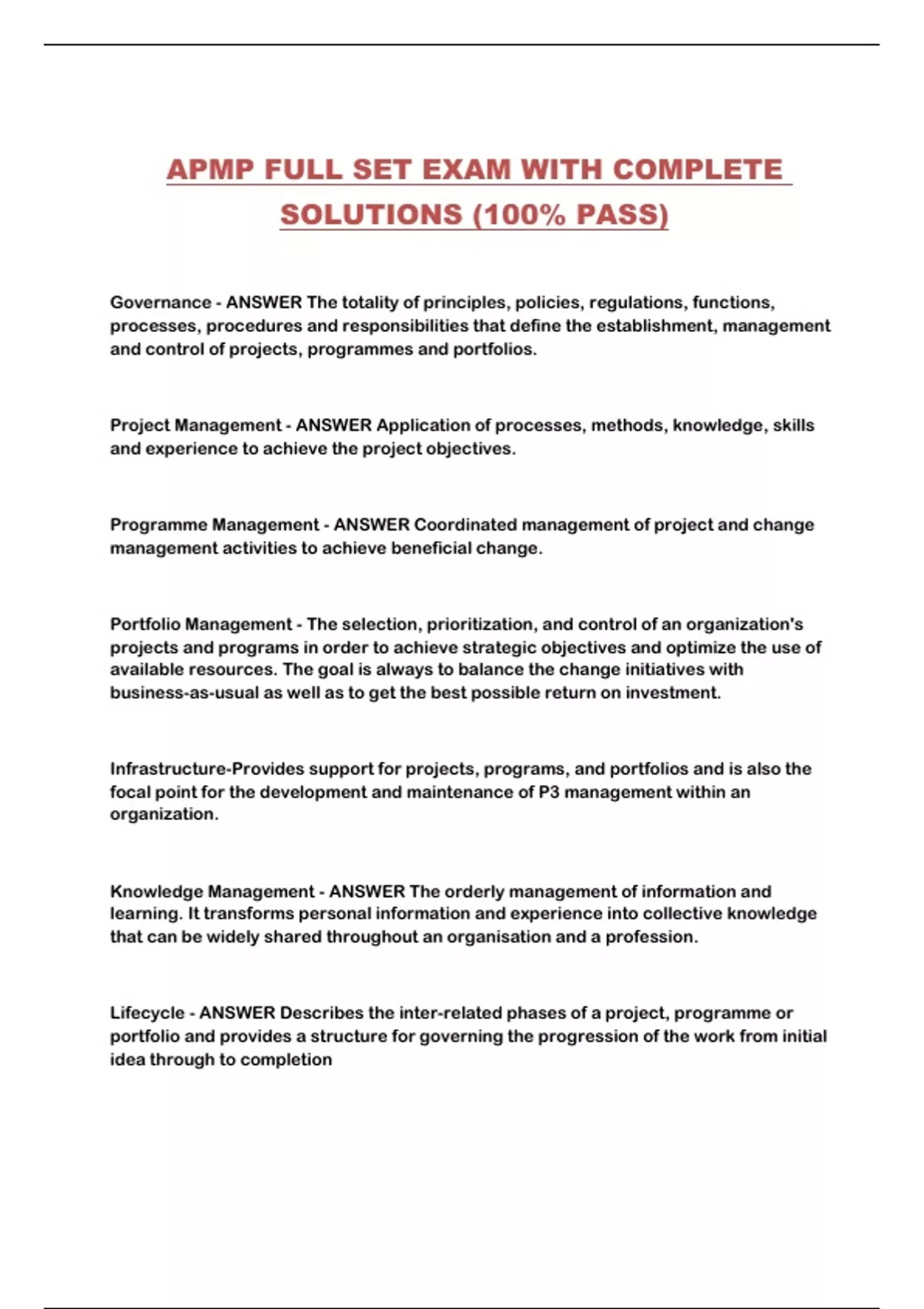 APMP FULL SET EXAM WITH COMPLETE SOLUTIONS (100% PASS) - APMP FULL SET - Stuvia US