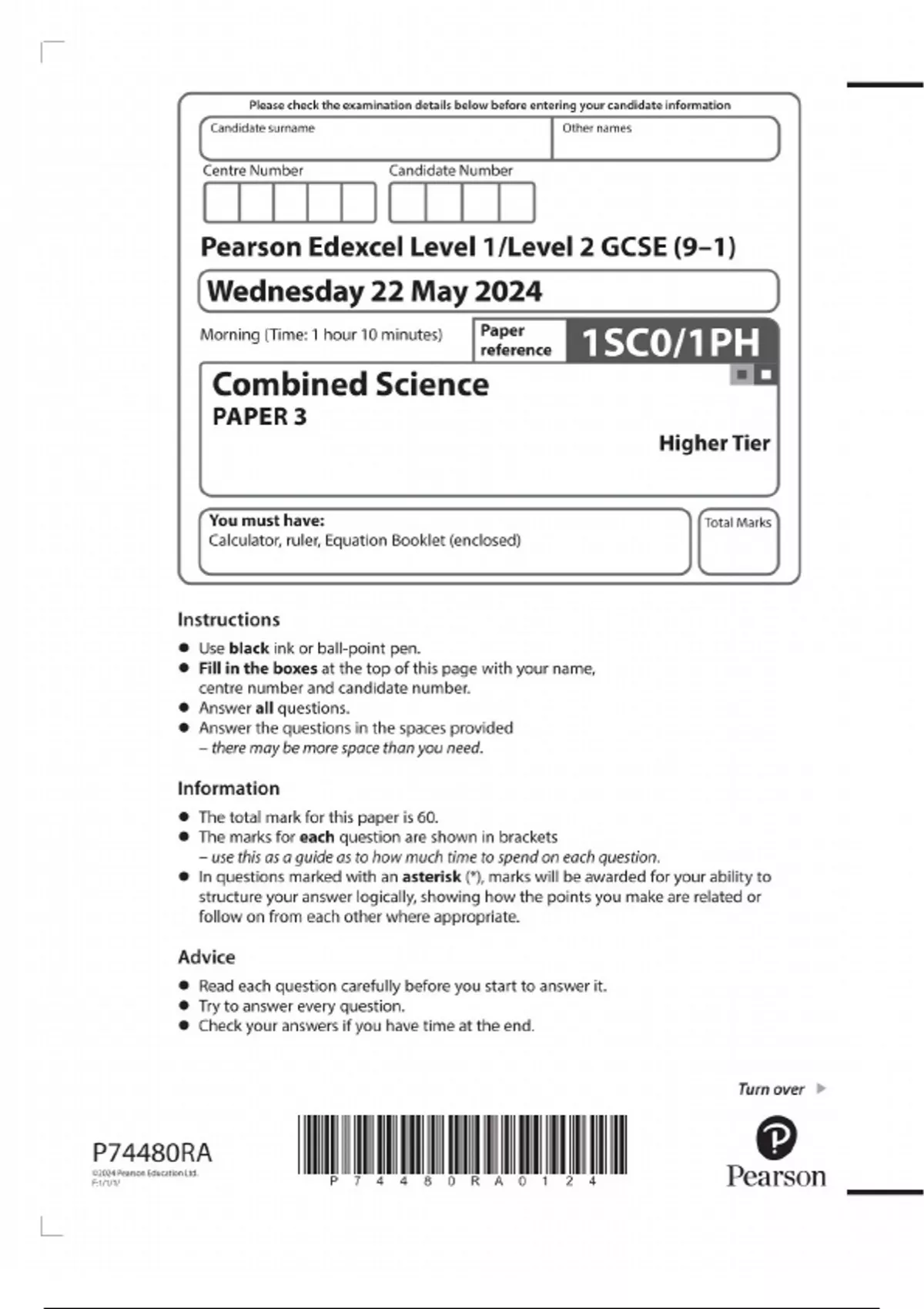 Pearson Edexcel Level 1/Level 2 GCSE (9–1) Combined Science Physics ...