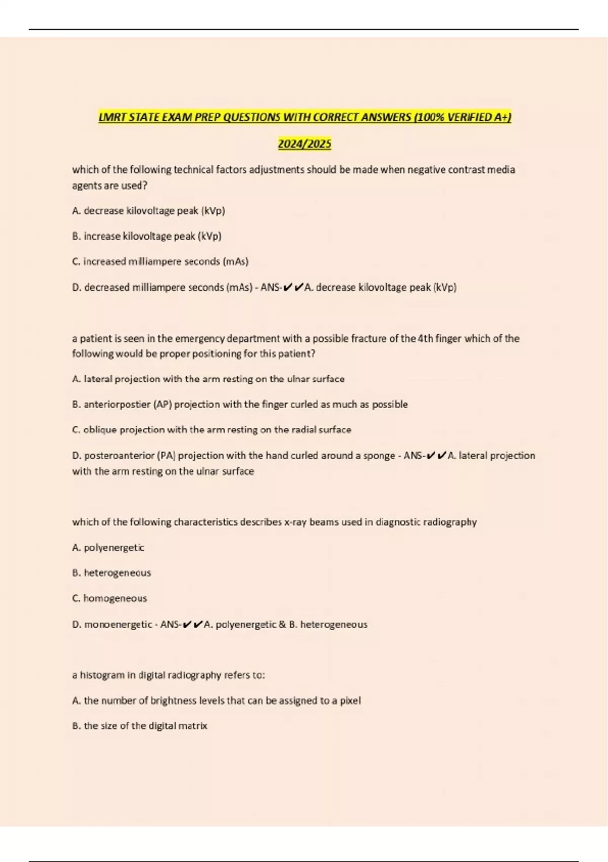 LMRT STATE EXAM PREP QUESTIONS WITH CORRECT ANSWERS (100% VERIFIED A+ ...