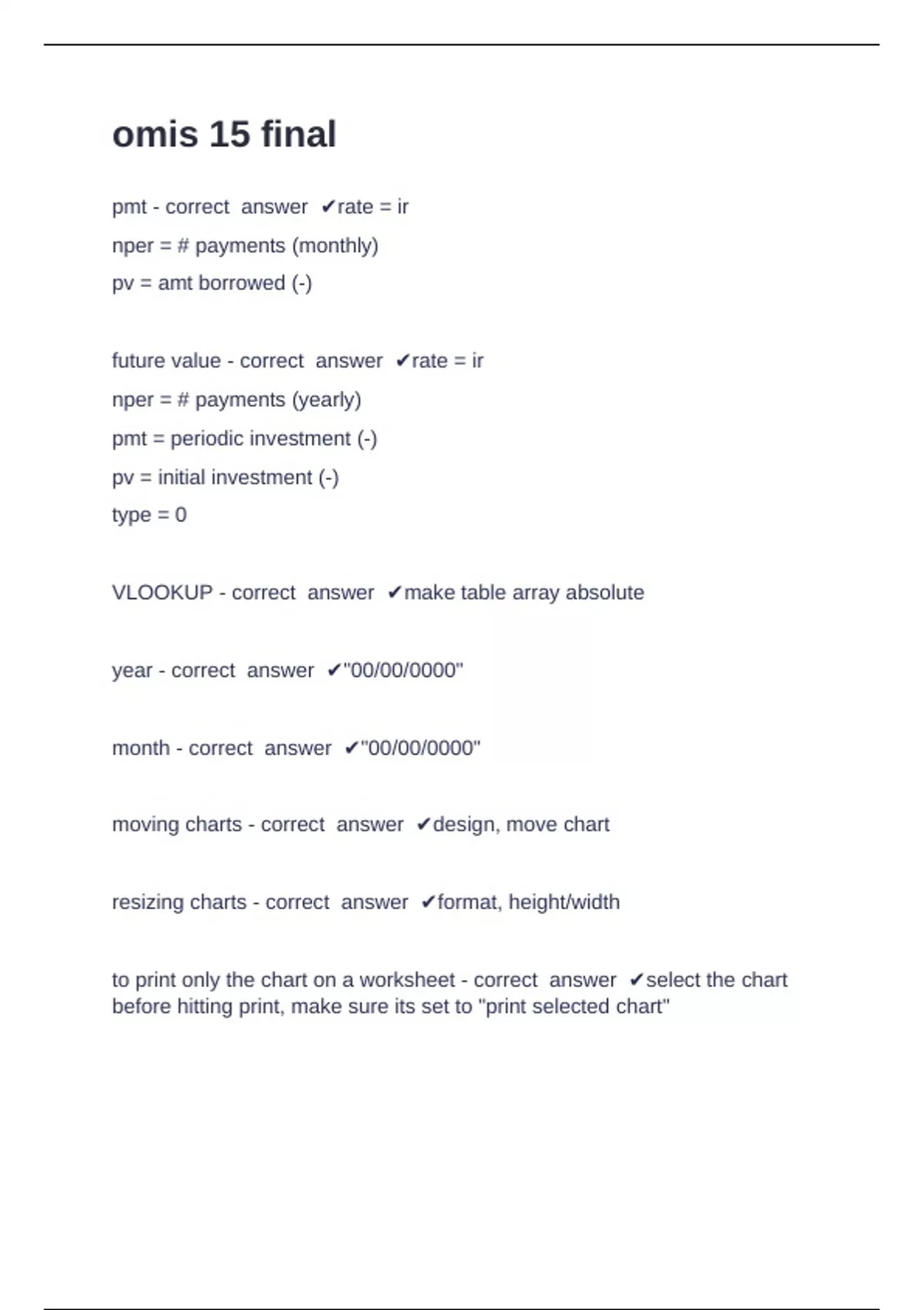 omis 15 final Question and answers 100% correct - OMIS - Stuvia US