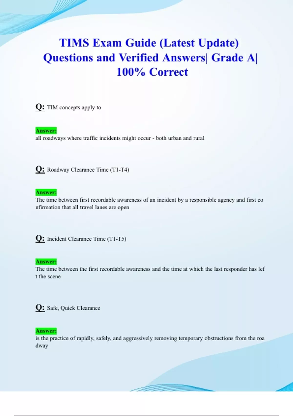 TIMS Exams(Latest 2024/ 2025 Updates STUDY BUNDLE PACKAGE WITH ...