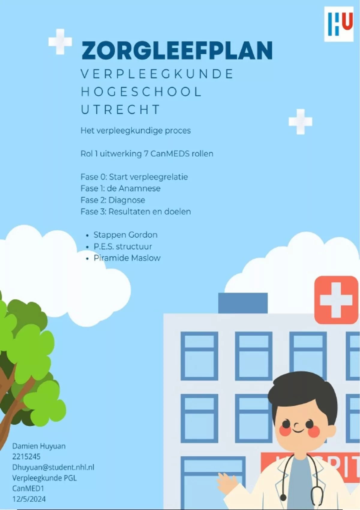 Zorgleefplan voorbeeld verpleegkunde Hogeschool Utrecht 2024 / Rol 1 ...