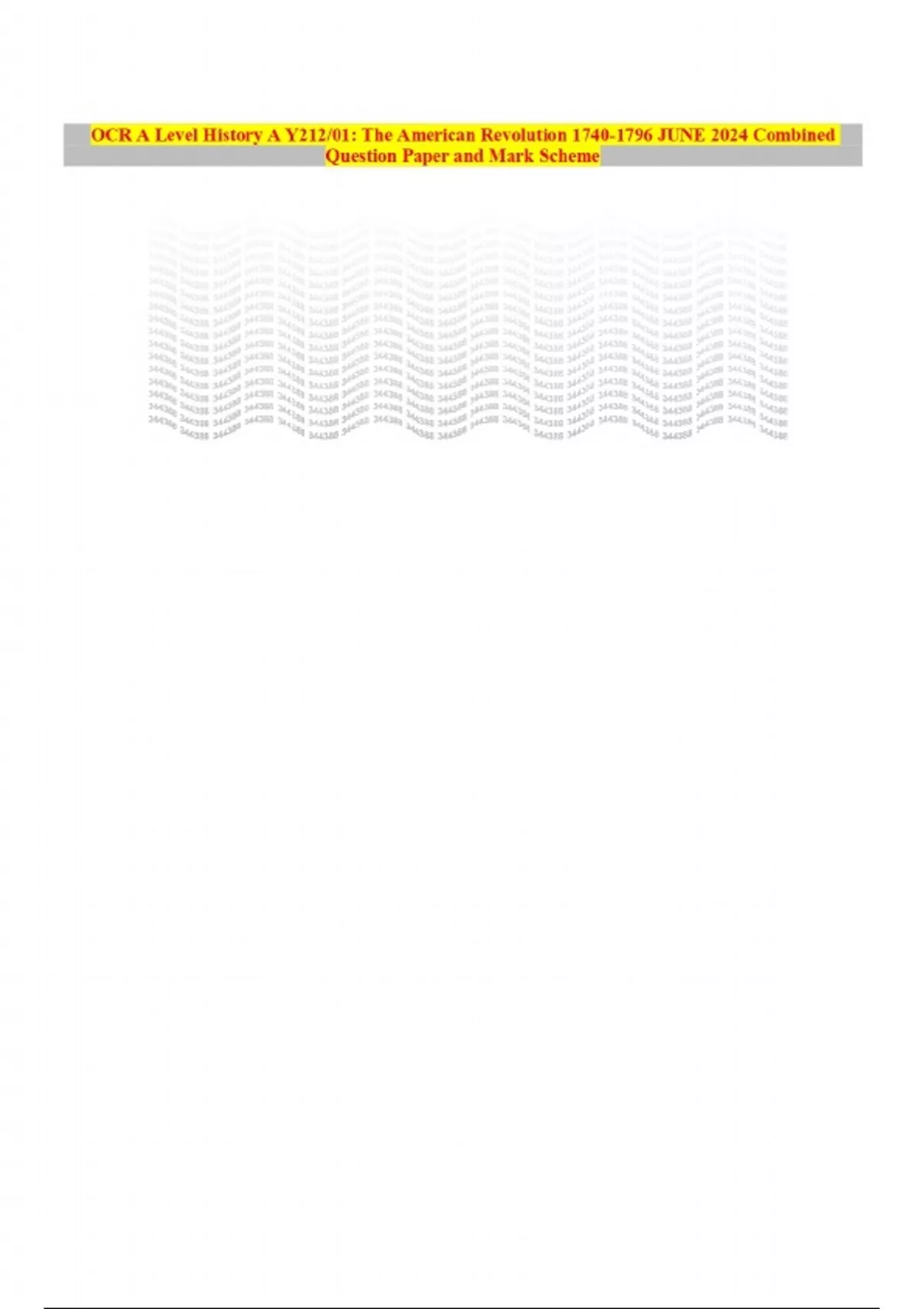 OCR A Level History A Y212/01: The American Revolution JUNE 2024 ...