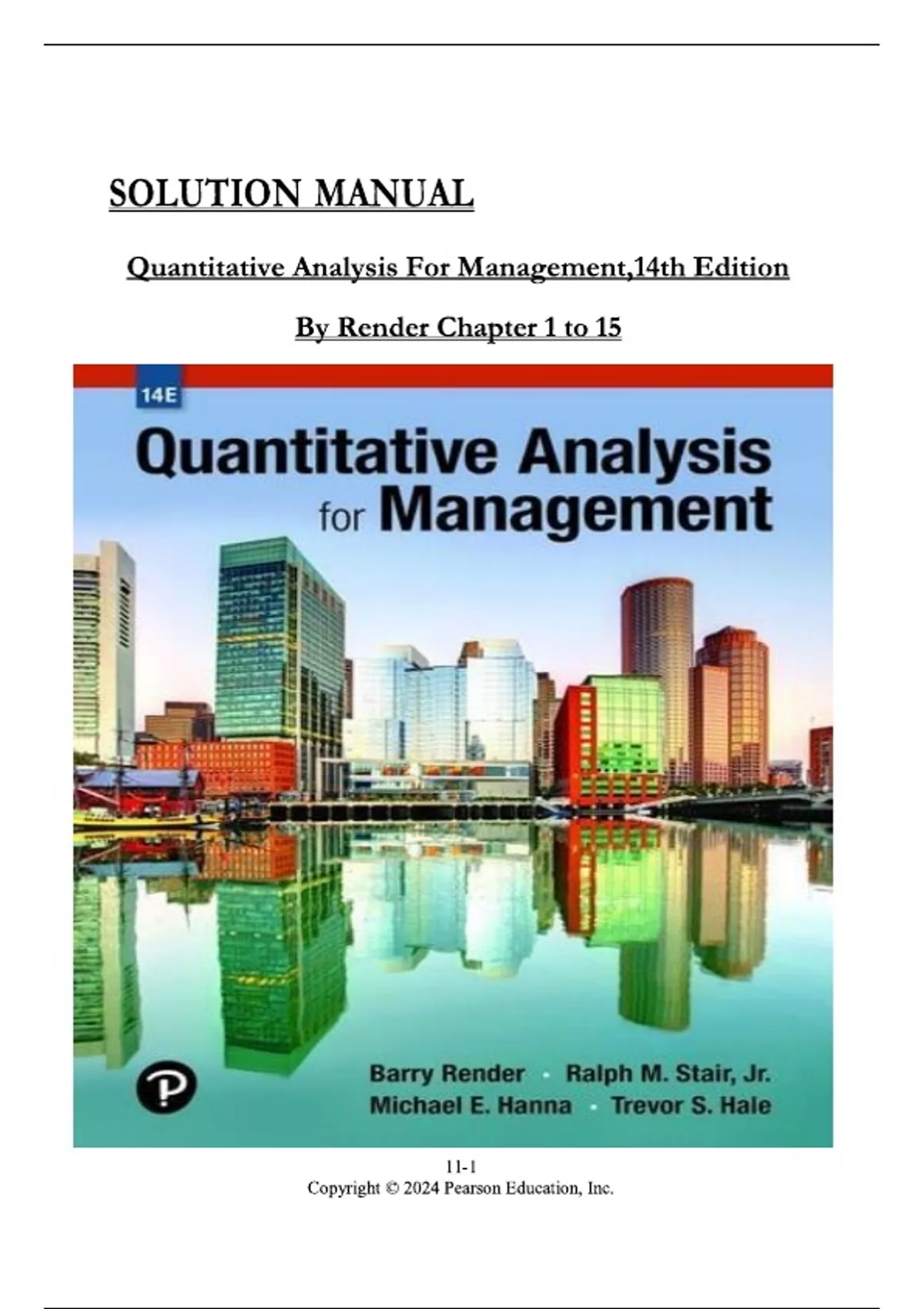 Test Bank for Quantitative Analysis for Management, 14th Edition by ...