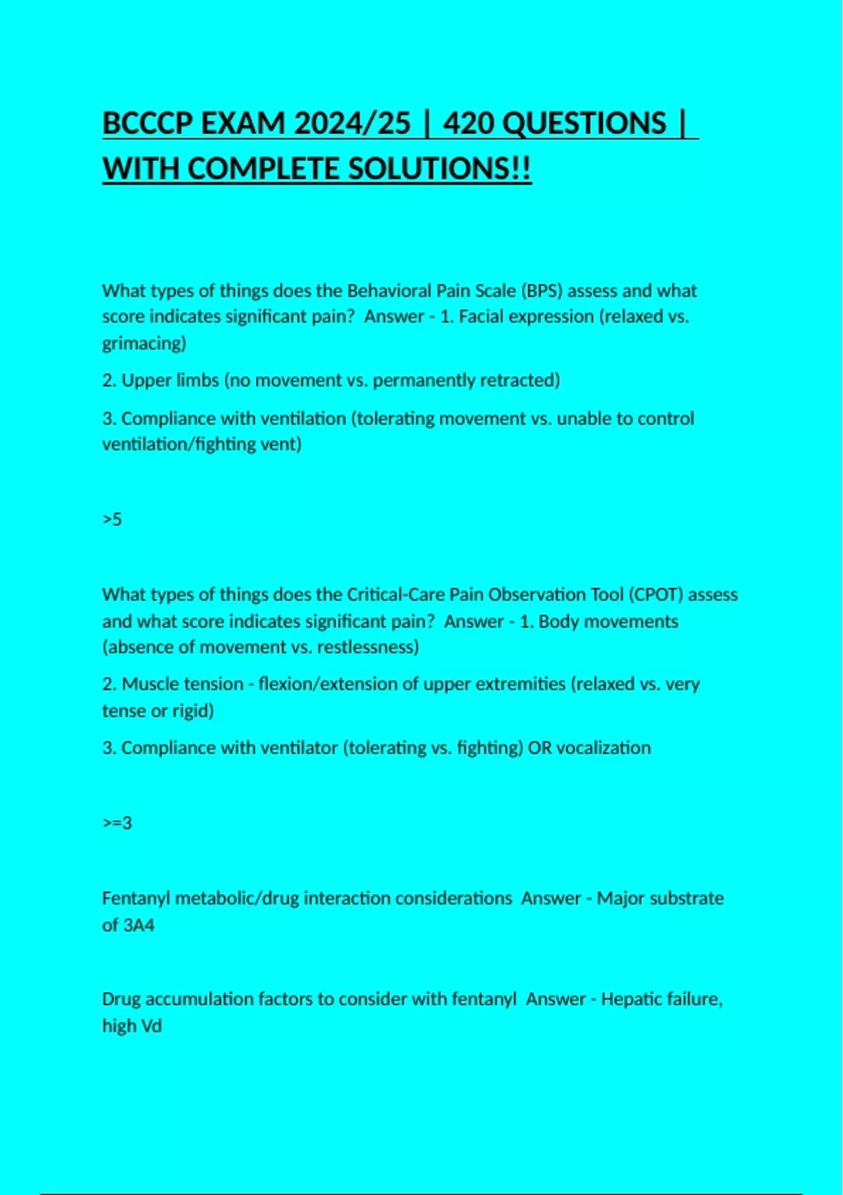 BCCCP EXAM 2024/25 | 420 QUESTIONS | WITH COMPLETE SOLUTIONS!! - BCCCP ...