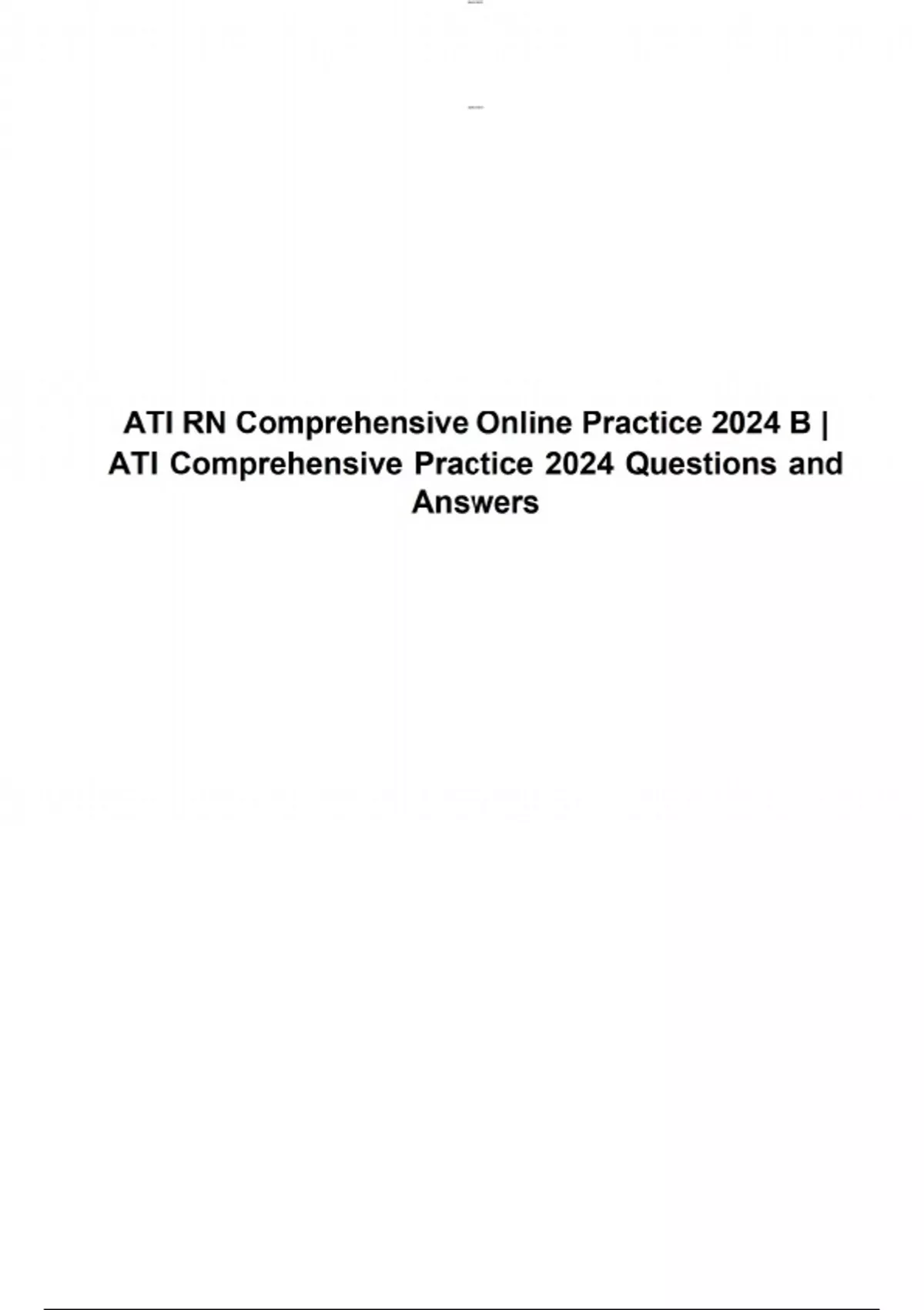 ATI RN Comprehensive Online Practice 2024 B | ATI Comprehensive Practice 2024 Questions and ...