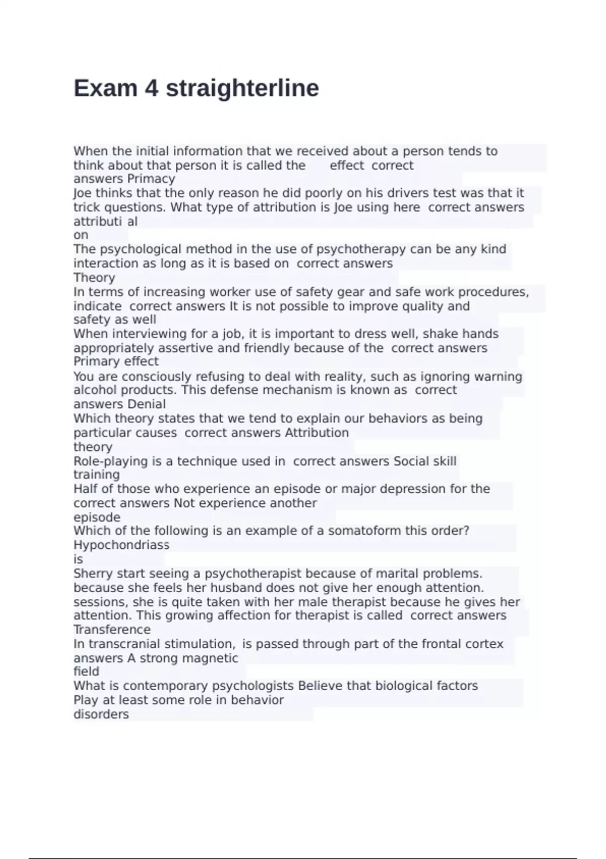 Exam 4 straighterline with correct answers 2024 - Exstraighterline ...