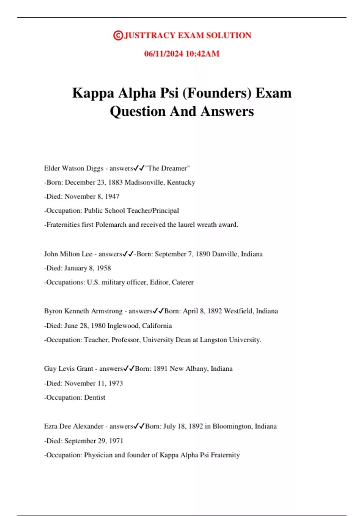 Kappa Alpha Psi (Founders) Exam Question And Answers - Kappa Alpha Psi ...