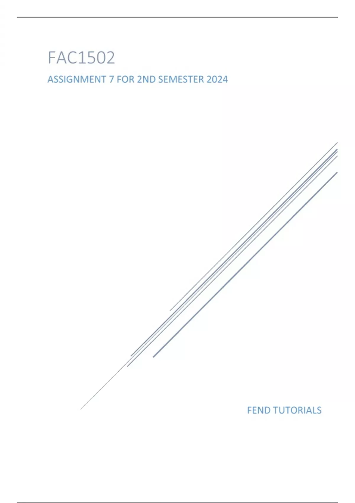 FAC1502 ASSIGNMENT 7 FOR 2ND SEMESTER 2024 - Financial Accounting ...
