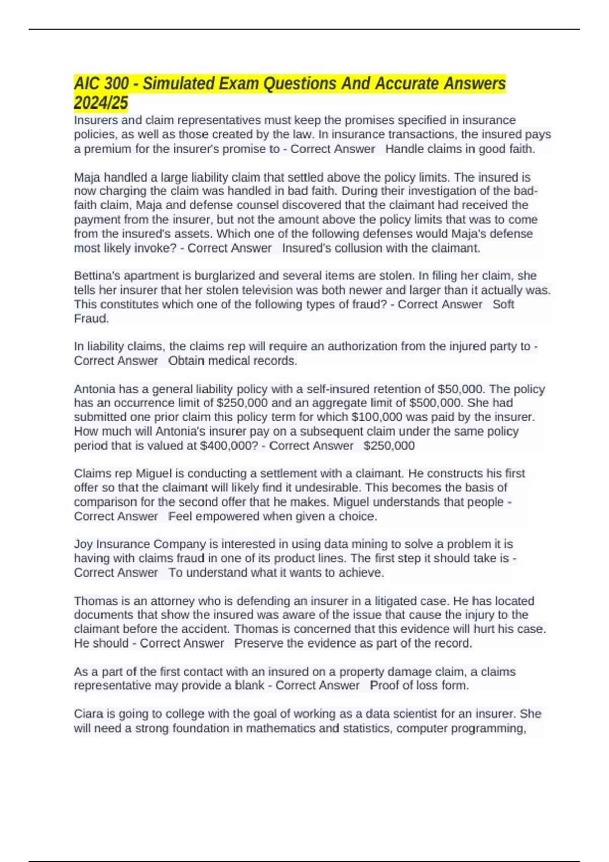 AIC 300 - Simulated Exam Questions And Accurate Answers 2024/25 - AIC ...