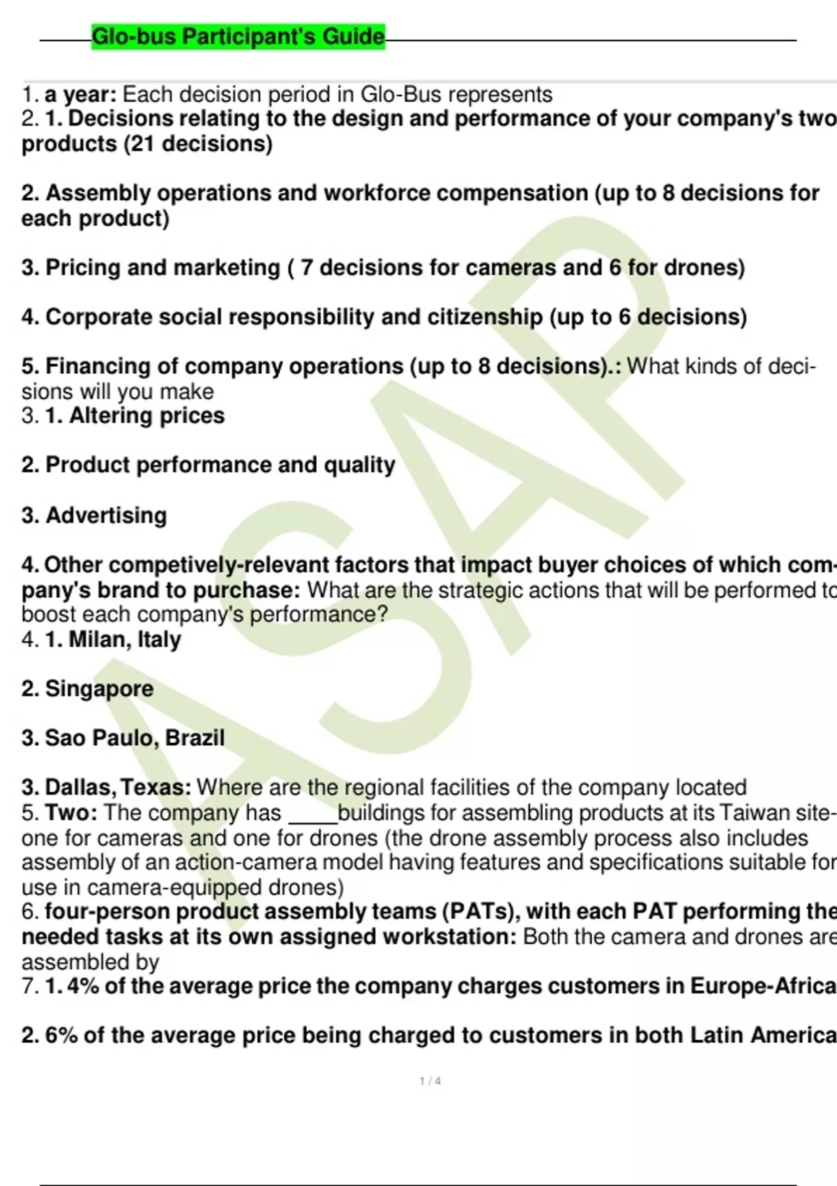 Glo-bus Participant-s Guide. All answers correct - Business 2204 ...