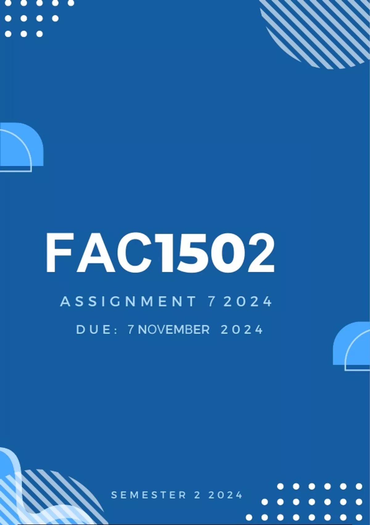 FAC1502 Assignment 7 Semester 2 2024 (100% Pass) - Financial Accounting ...
