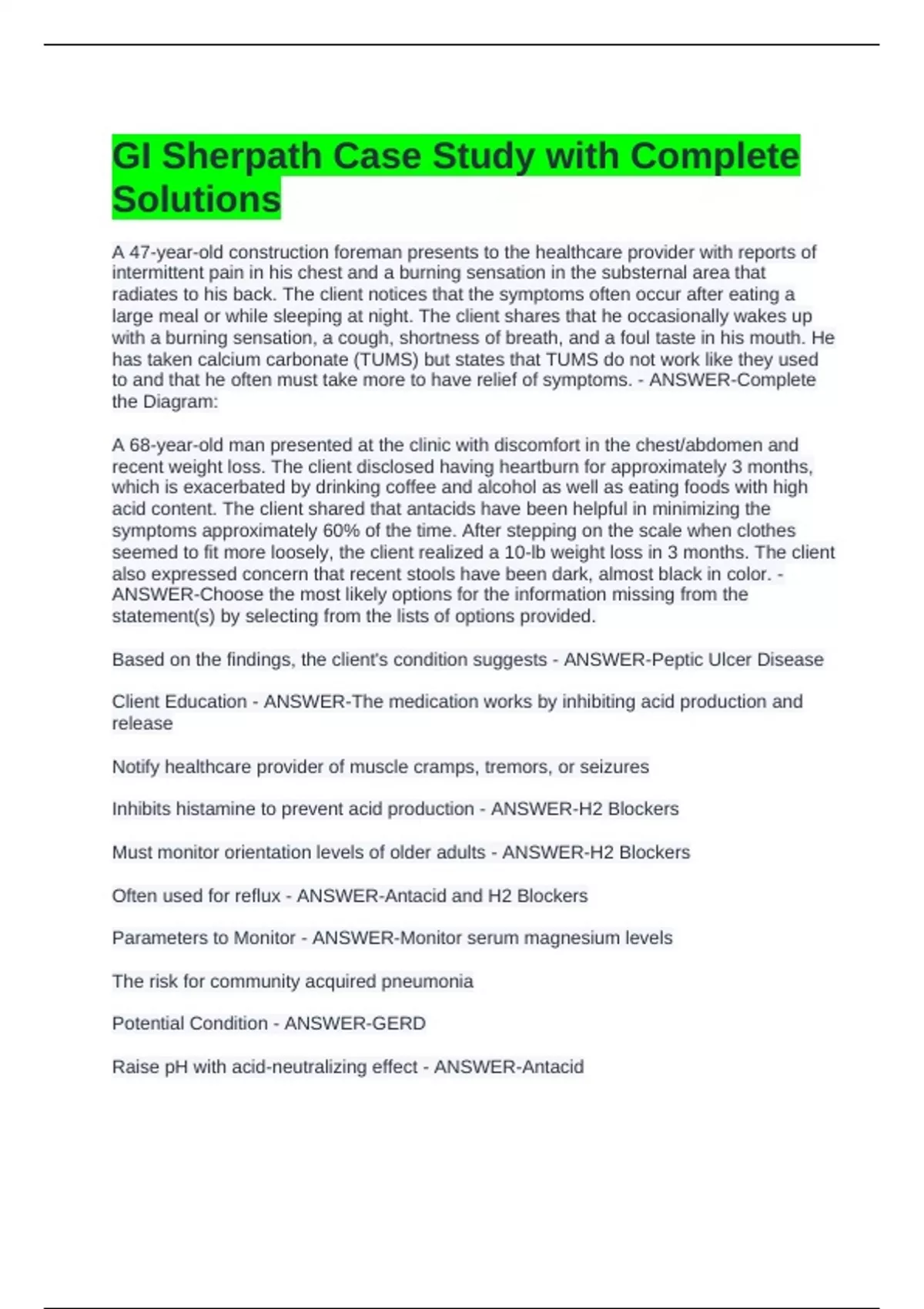 GI Sherpath Case Study with Complete Solutions - GI Sherpath - Stuvia US