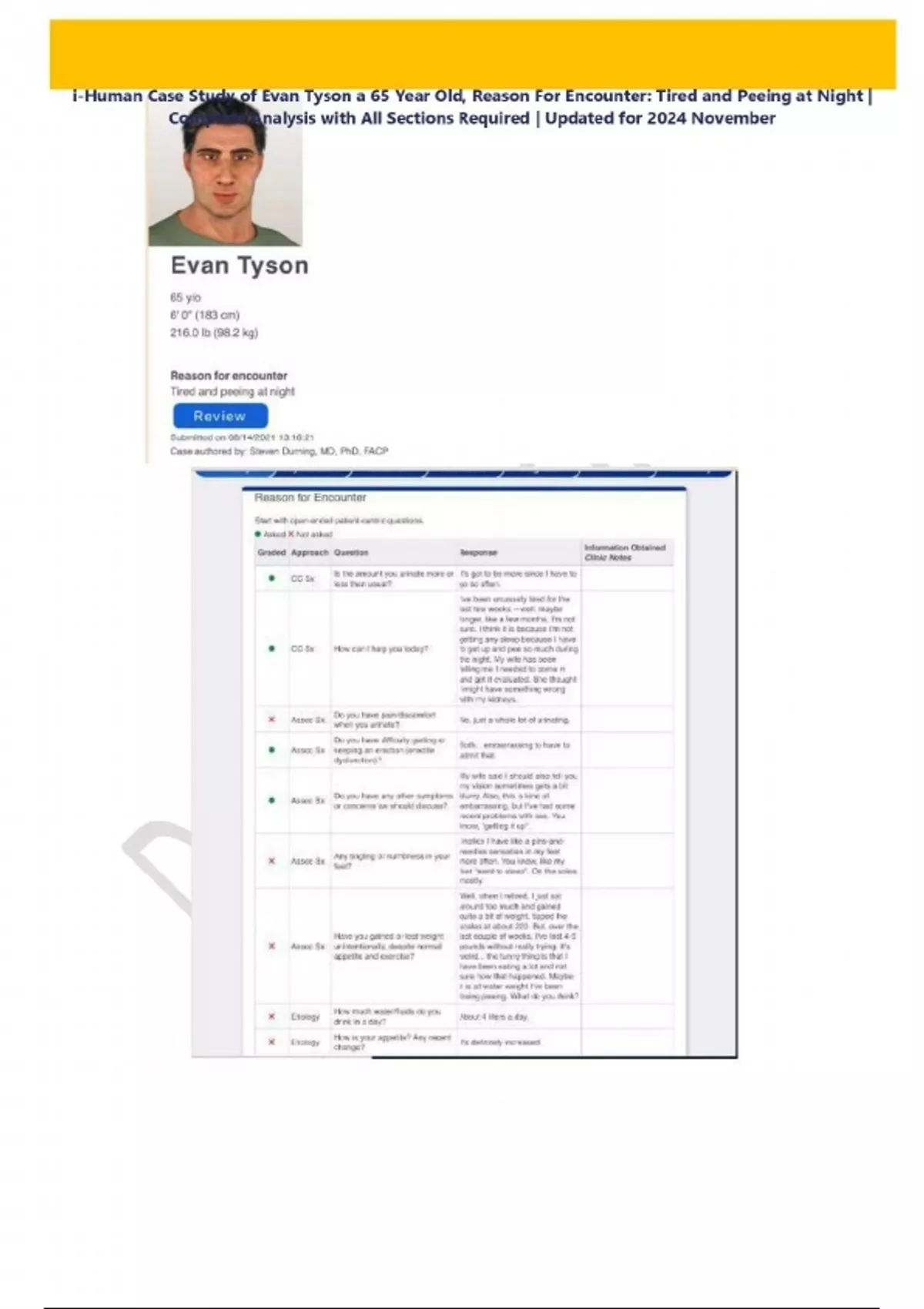 i-Human Case Study of Evan Tyson a 65 Year Old, Reason For Encounter ...