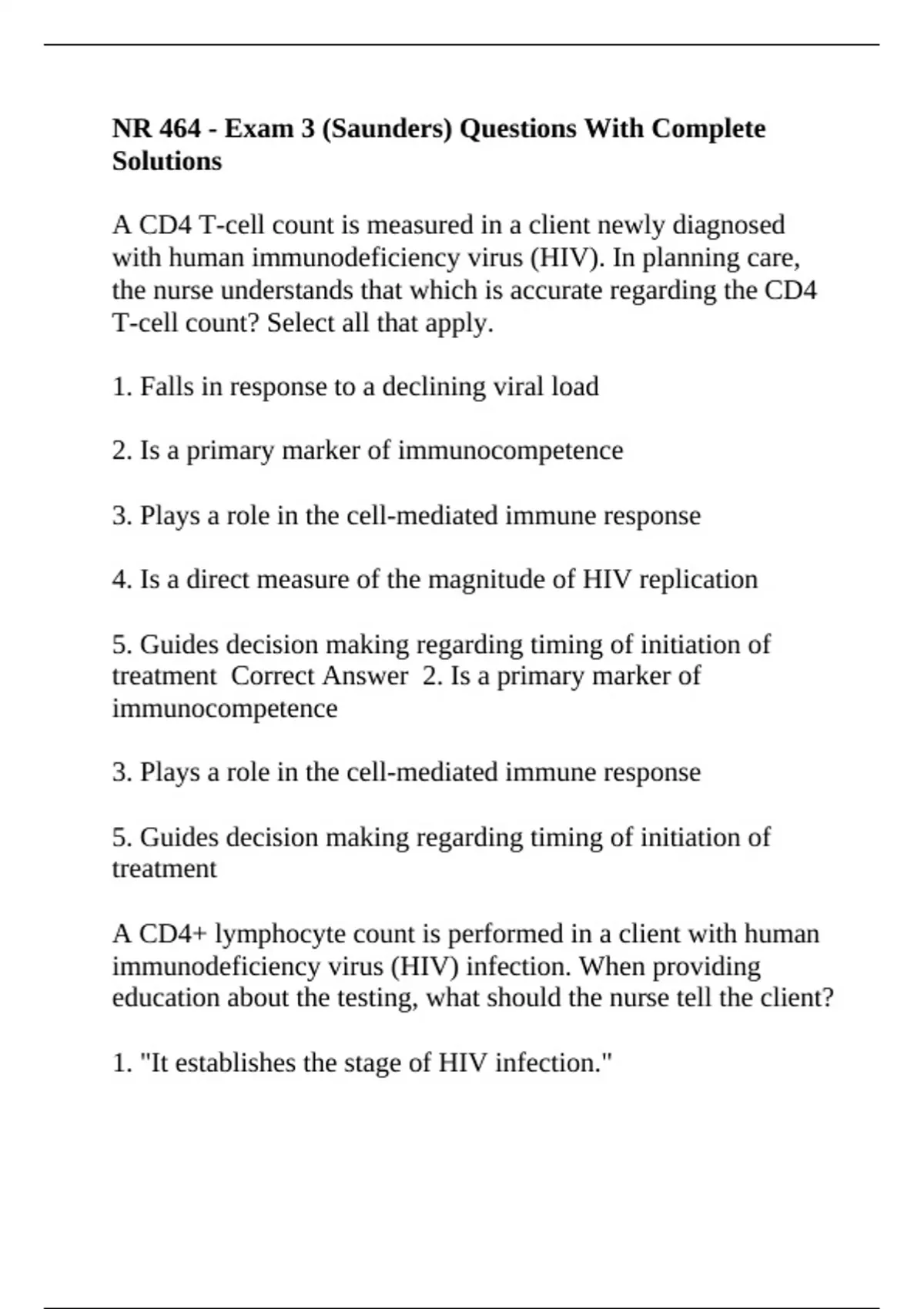 NR 464 - Exam 3 (Saunders) Questions With Complete Solutions - NR 464 ...