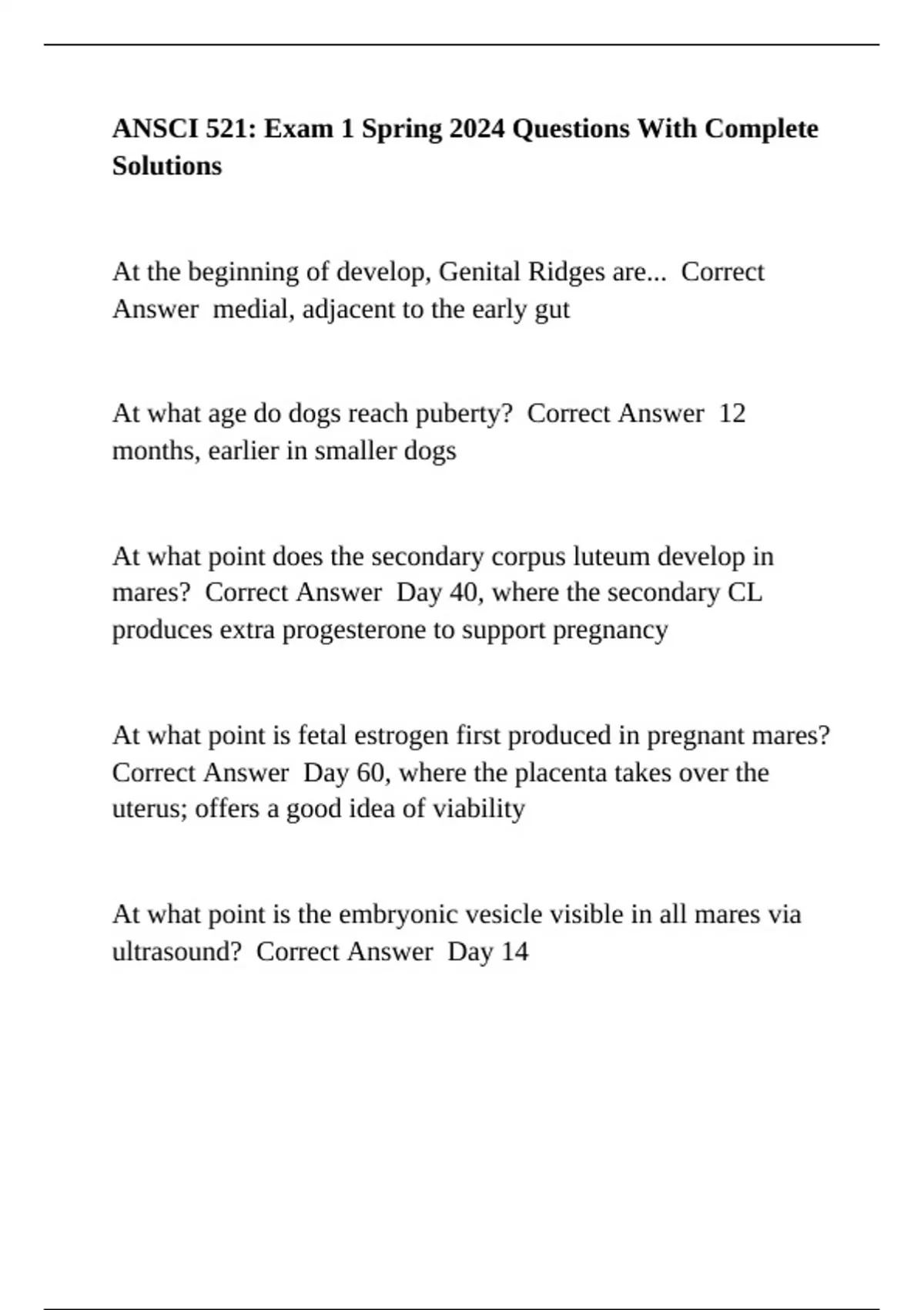 ANSCI 521: Exam 1 Spring 2024 Questions With Complete Solutions - ANSCI ...