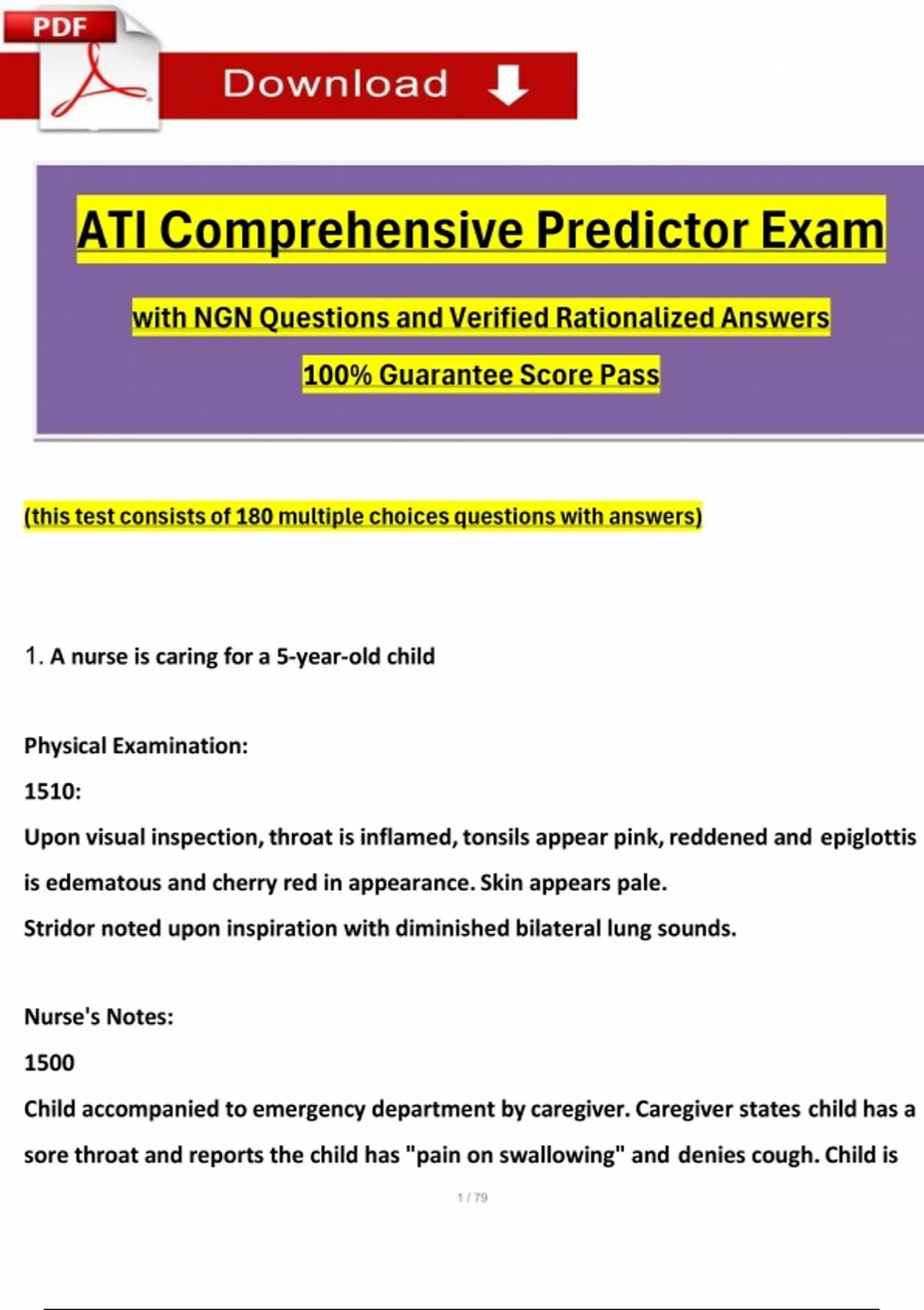 ATI Comprehensive Predictor Exam with NGN Questions and Verified ...