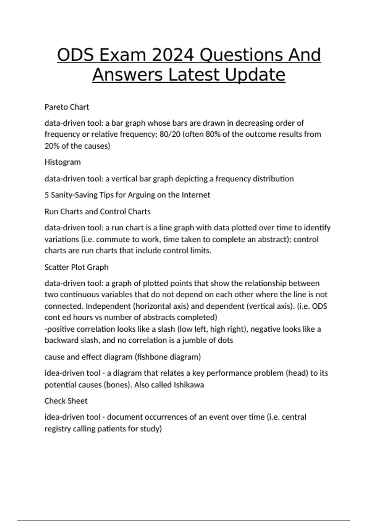 ODS Exam 2024 Questions And Answers Latest Update - ODS - Stuvia US
