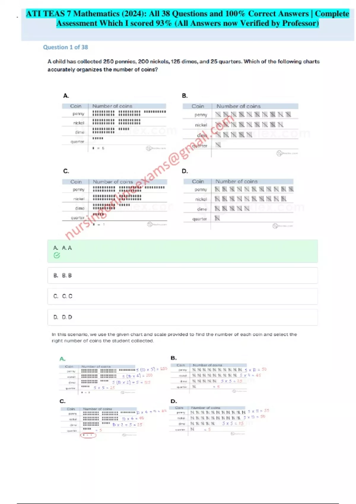 ATI TEAS 7 Mathematics (2024): All 38 Questions and 100% Correct ...