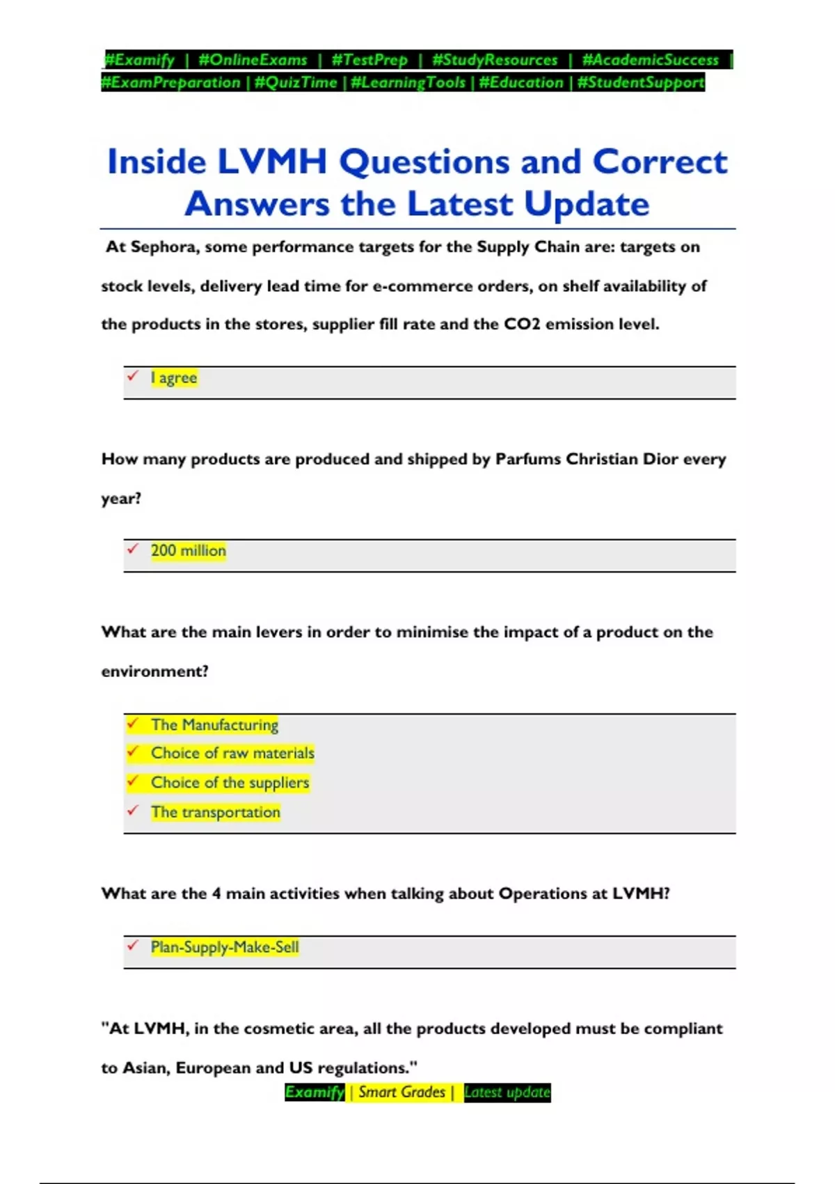 Inside LVMH Questions and Correct Answers the Latest Update - LVMH ...