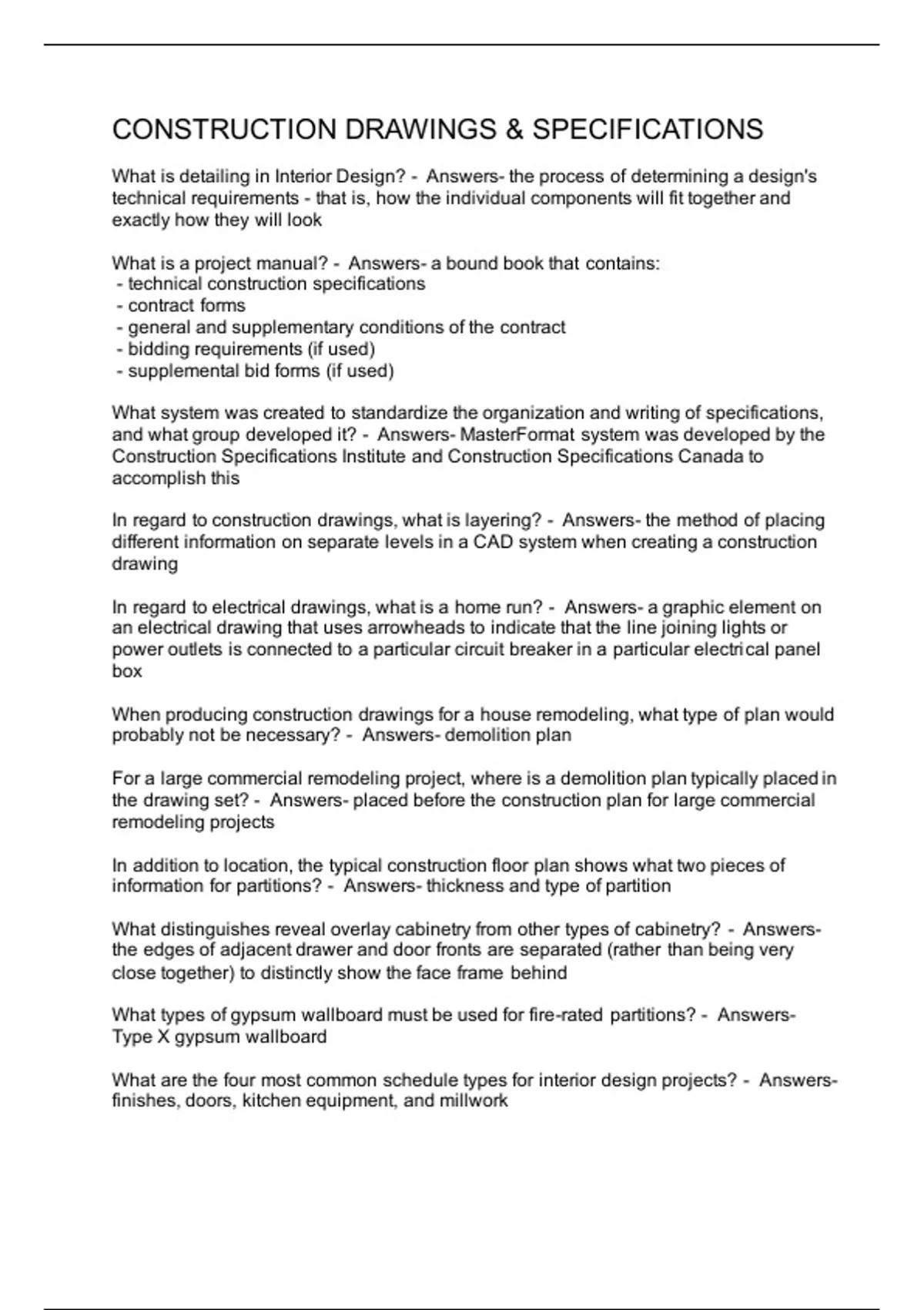 CONSTRUCTION DOCUMENTS, SCHEDULES, AND SPECIFICATIONS - CCS - Certified ...