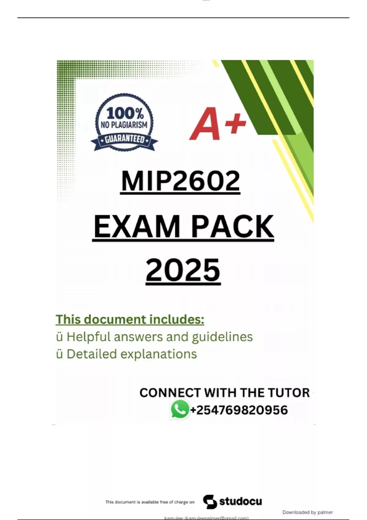 mip2602 EXAM PACK 2025 - Mip2602 - Stuvia SA