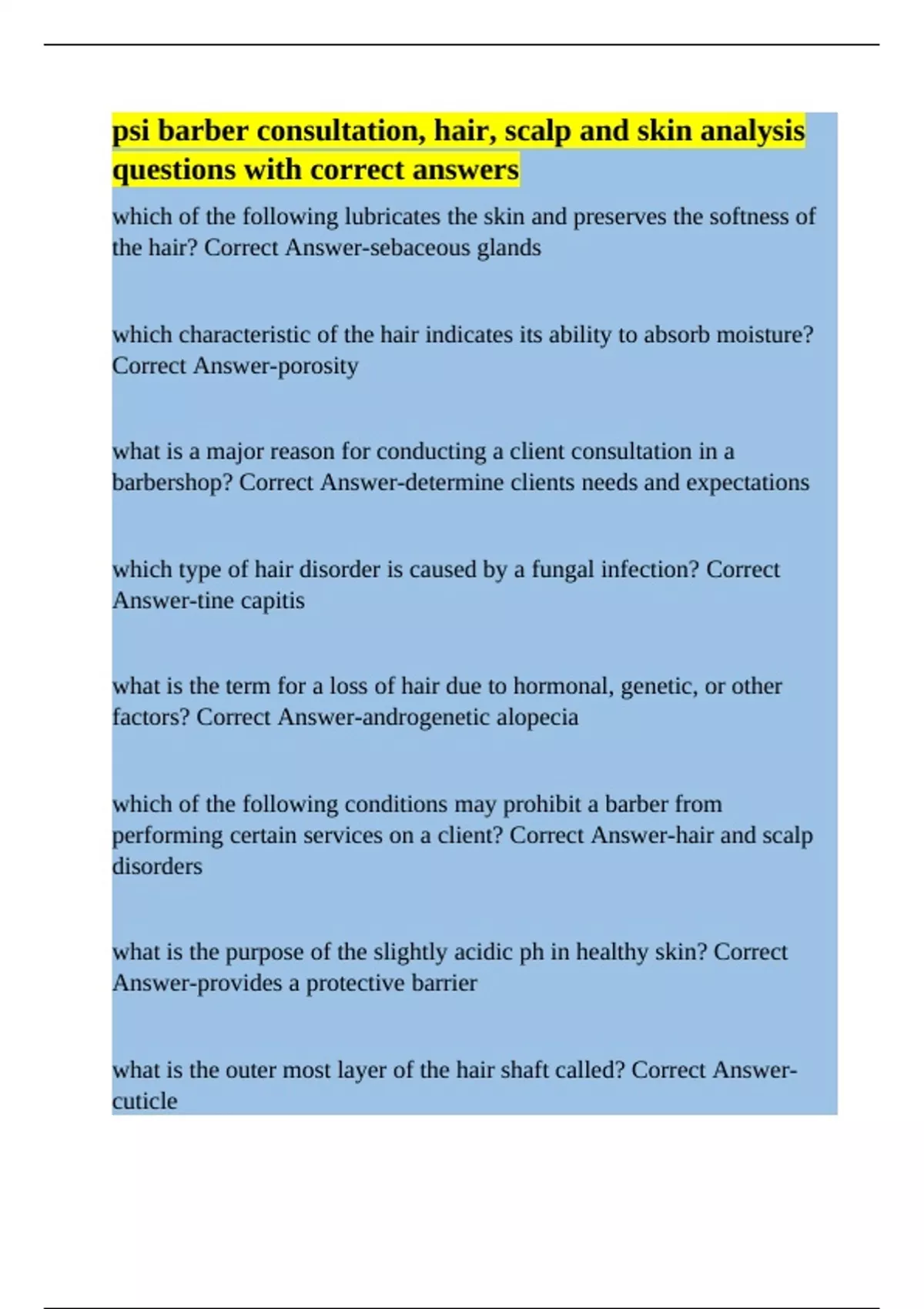 psi barber consultation, hair, scalp and skin analysis questions with ...