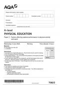 AQA A-level PHYSICAL EDUCATION 7582-2 Paper 2 Factors affecting optimal ...
