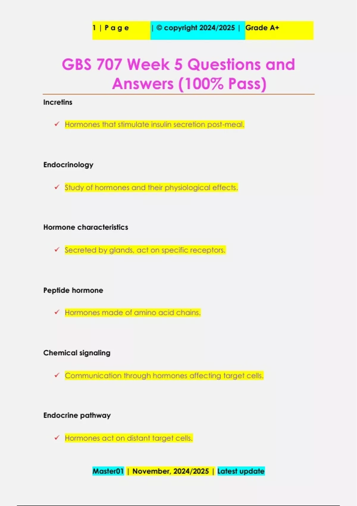 GBS 707 Week 5 Questions and Answers (100% Pass) - GBS 707 - Stuvia US